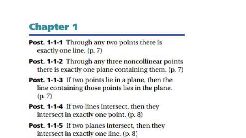 Geometry 101: Chapter 1 Postulates & Theorems Overview - Studocu