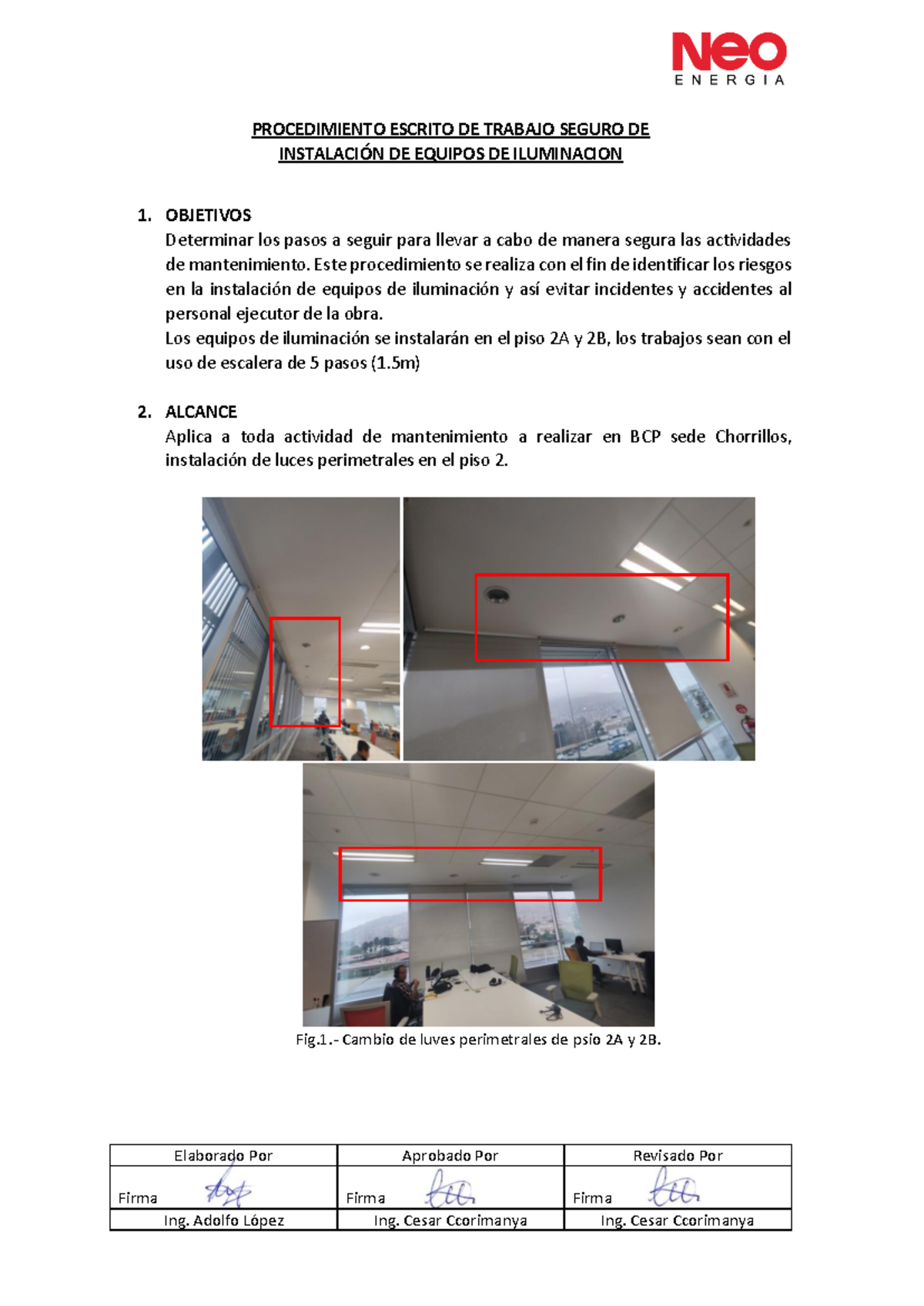 Procedimiento Seguro de Instalación de Equipos de Iluminación - BCP ...