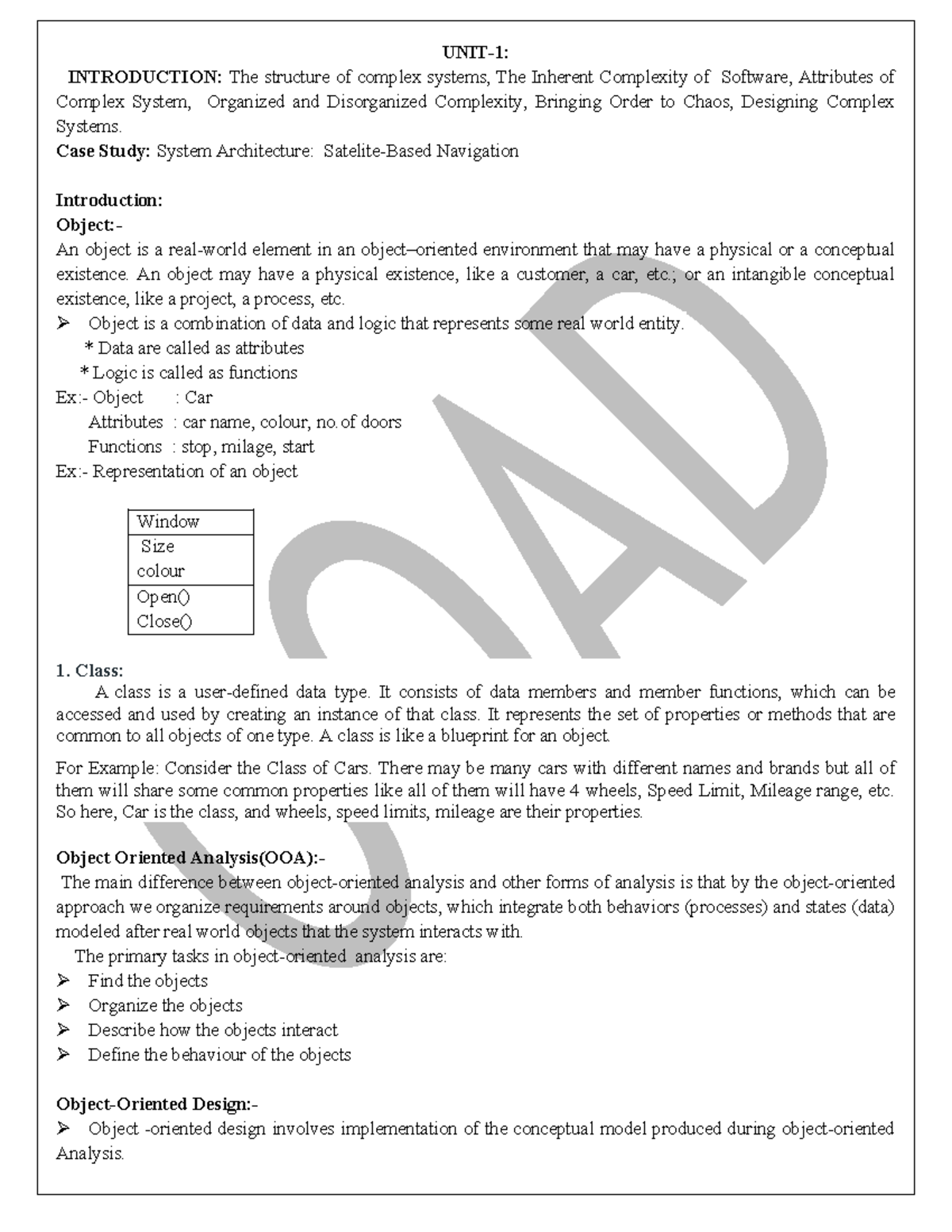 OOAD (Object-Oriented Analysis and Design) Unit 1 Notes: Complexity ...