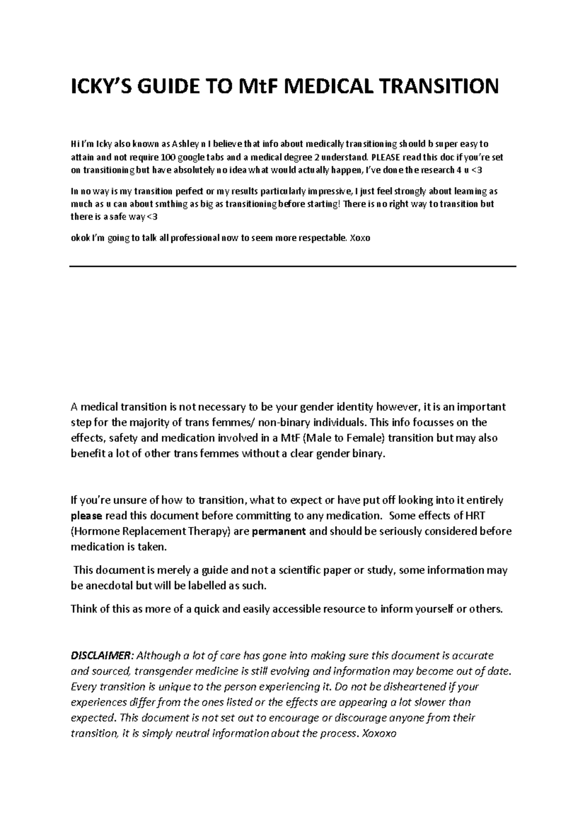 ICKY's MtF Medical Transition Guide: Essential Insights & Tips - Studocu