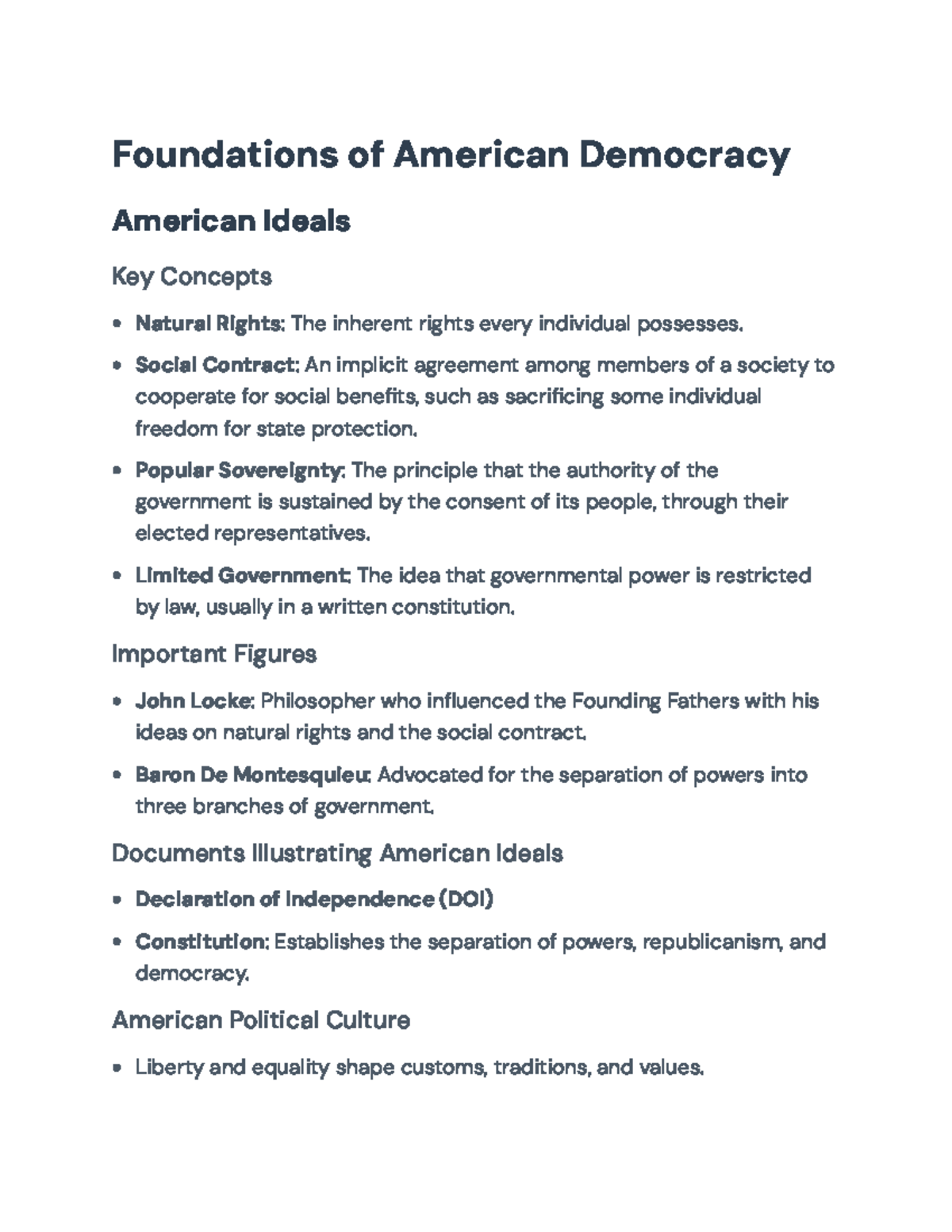 Foundations of American Democracy: Principles and Key Concepts Overview ...