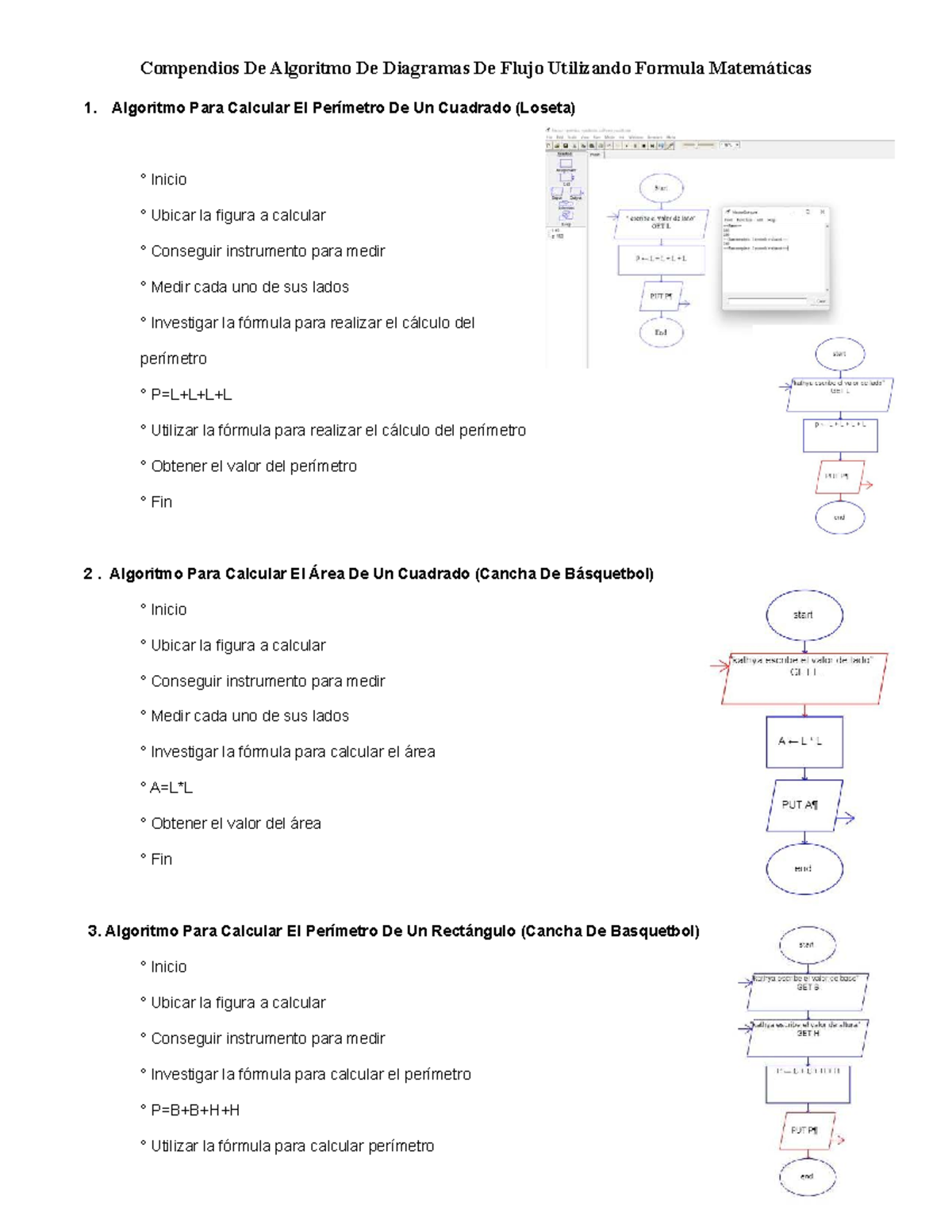 Compendio de Algoritmos y Diagramas de Flujo en Matemáticas 1 - Studocu