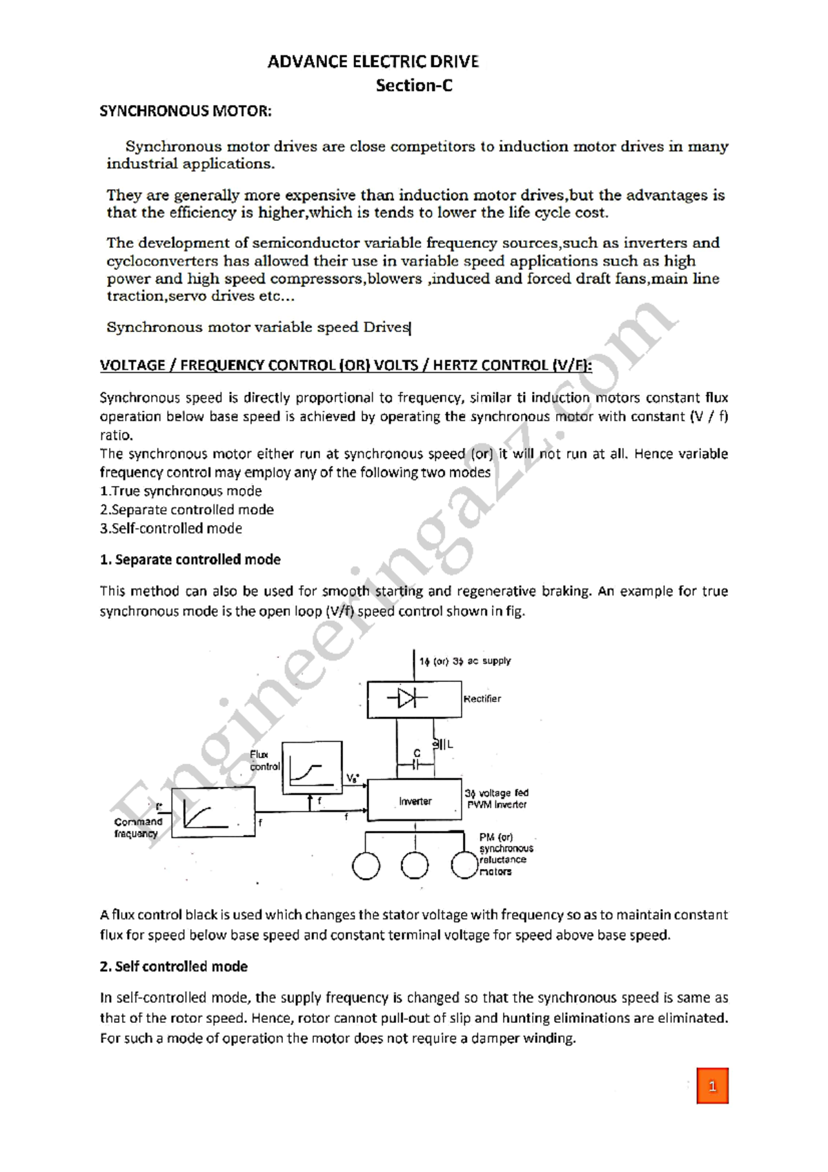 AED Notes Section C - Section-C SYNCHRONOUS MOTOR: Synchronous motor ...