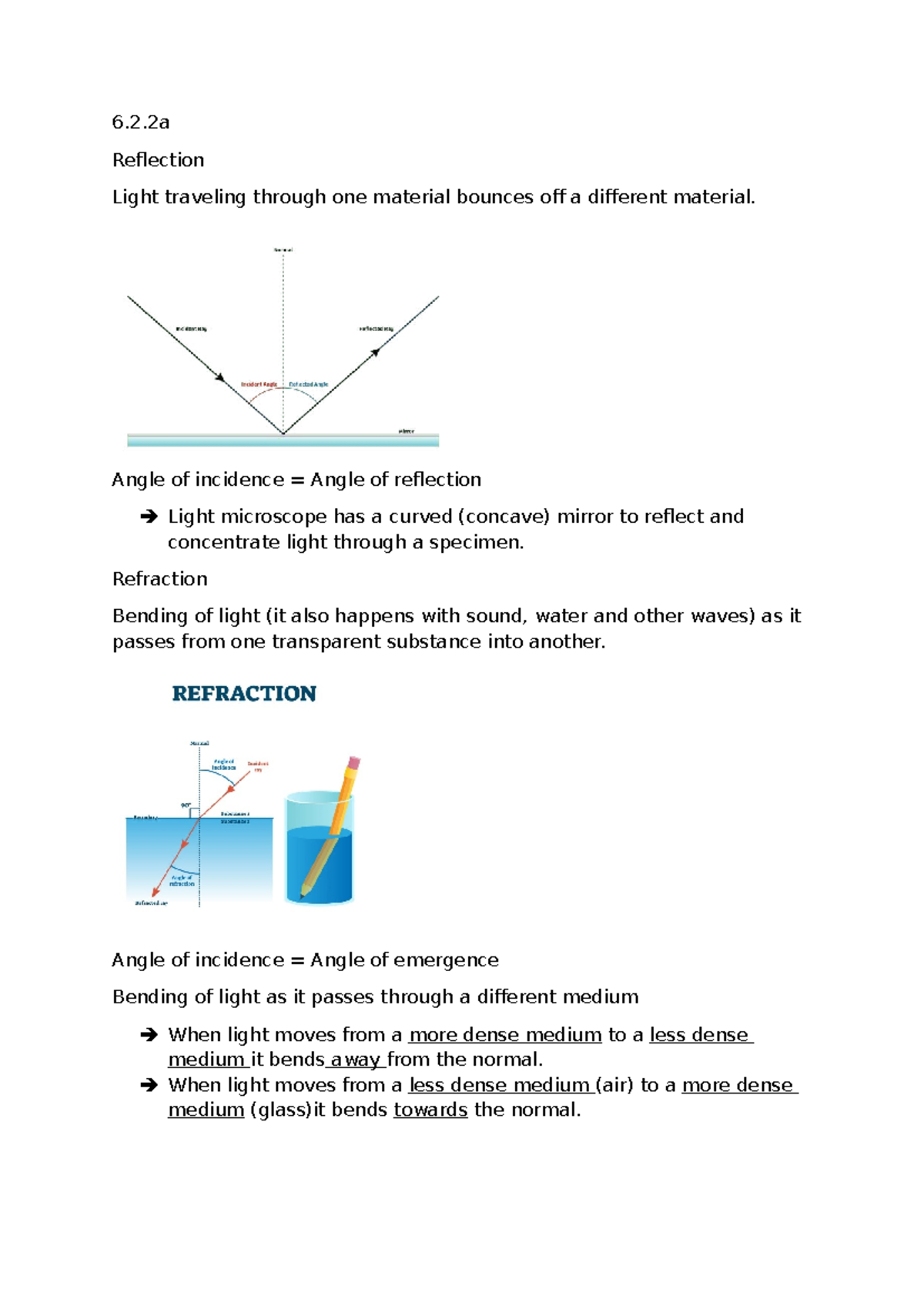 6.2.2 a-d Syllabus Notes on Reflection, Refraction, and Motion Laws ...