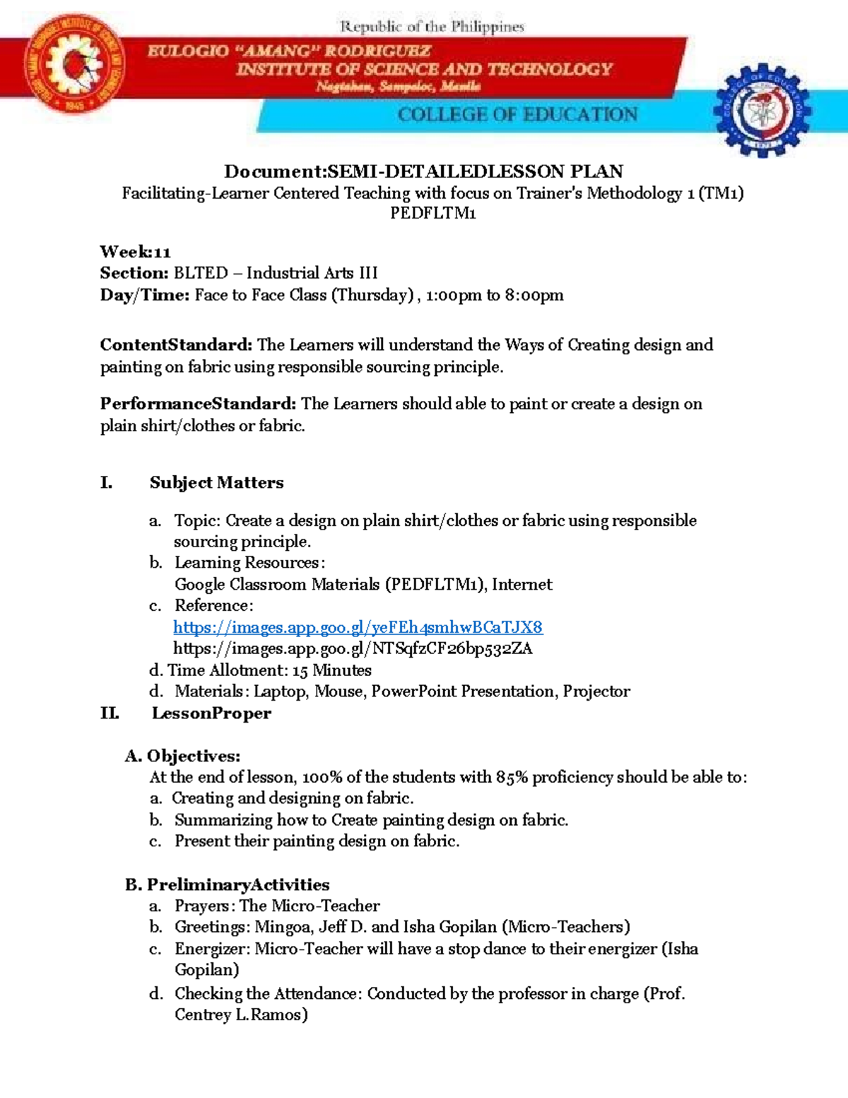 Mingoa- Lessonplan(WEEK11) - Document:SEMI-DETAILEDLESSON PLAN ...