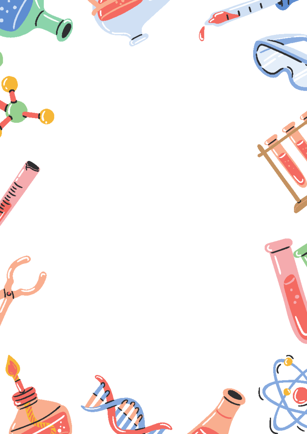 Colorful Illustration Chemistry Blank Paper A4 Document - Computer ...