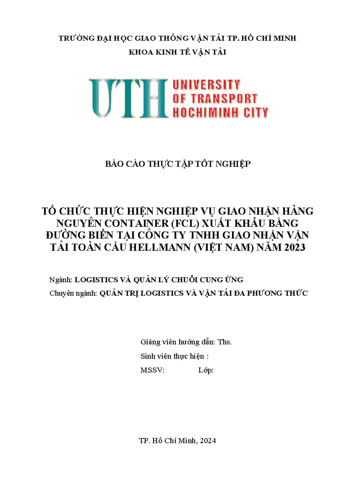 Tổ Chức Thực Hiện Giao Nhận Hàng FCL Đường Biển - BCTT 2023 - Studocu