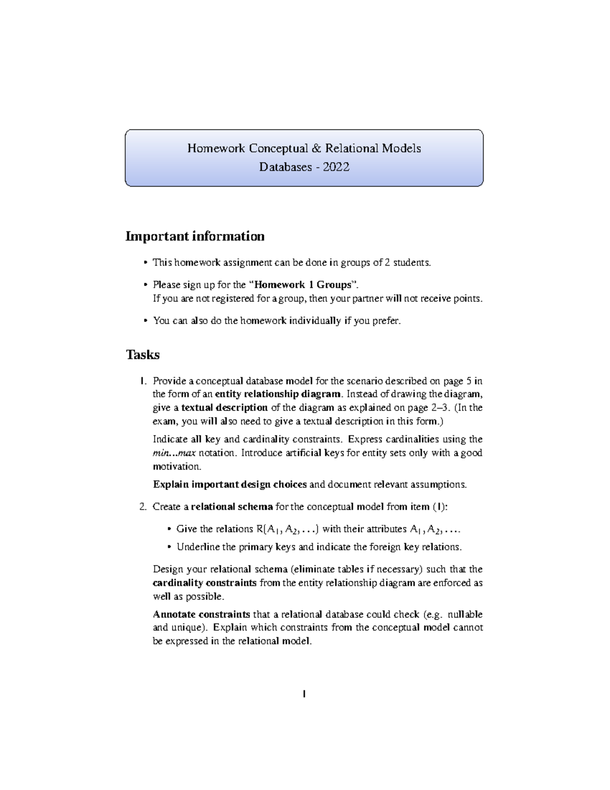 Homework 1 - Conceptual & Relational Models in Databases (2022 ...