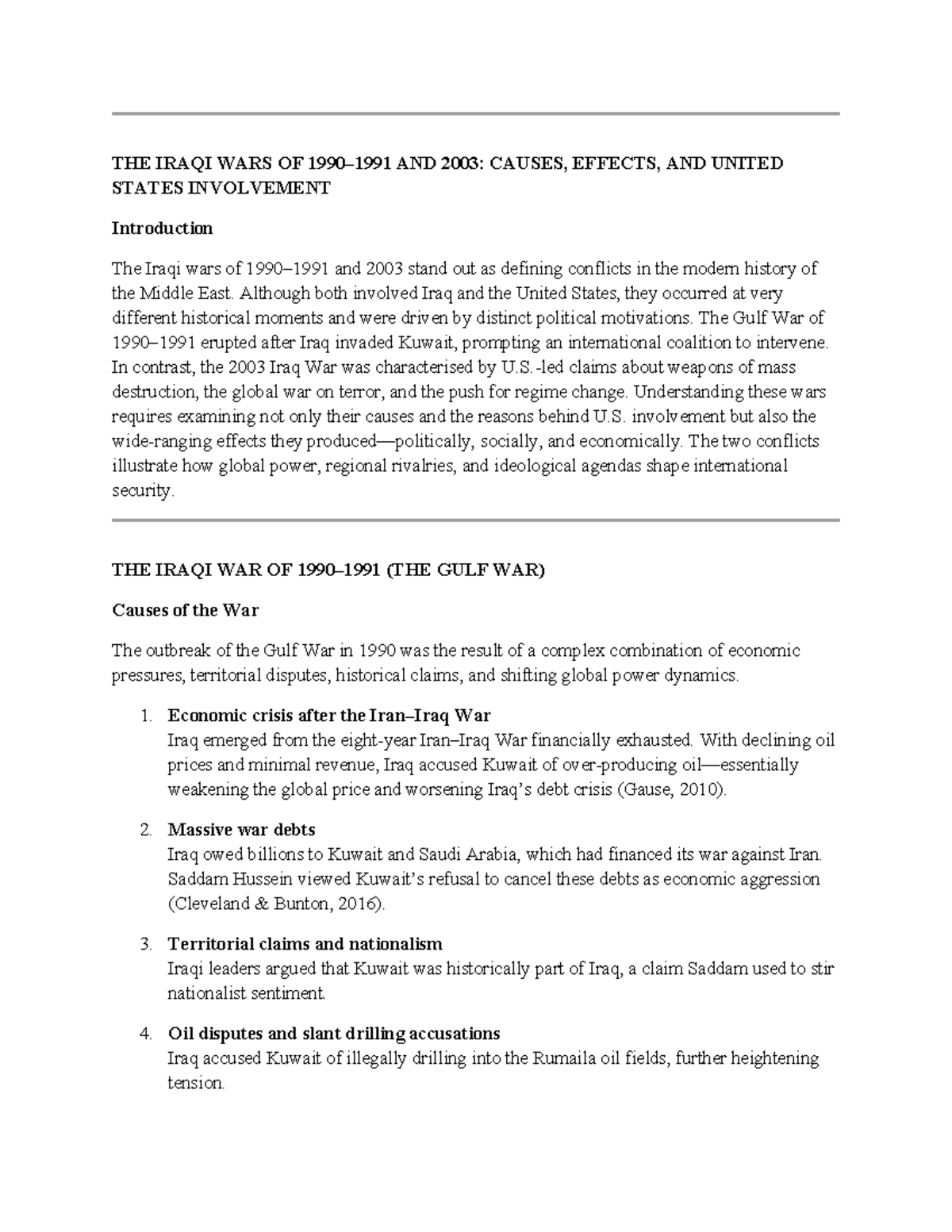Iraqi Wars 1990 & 2003: Causes, Effects, and U.S. Involvement Analysis ...
