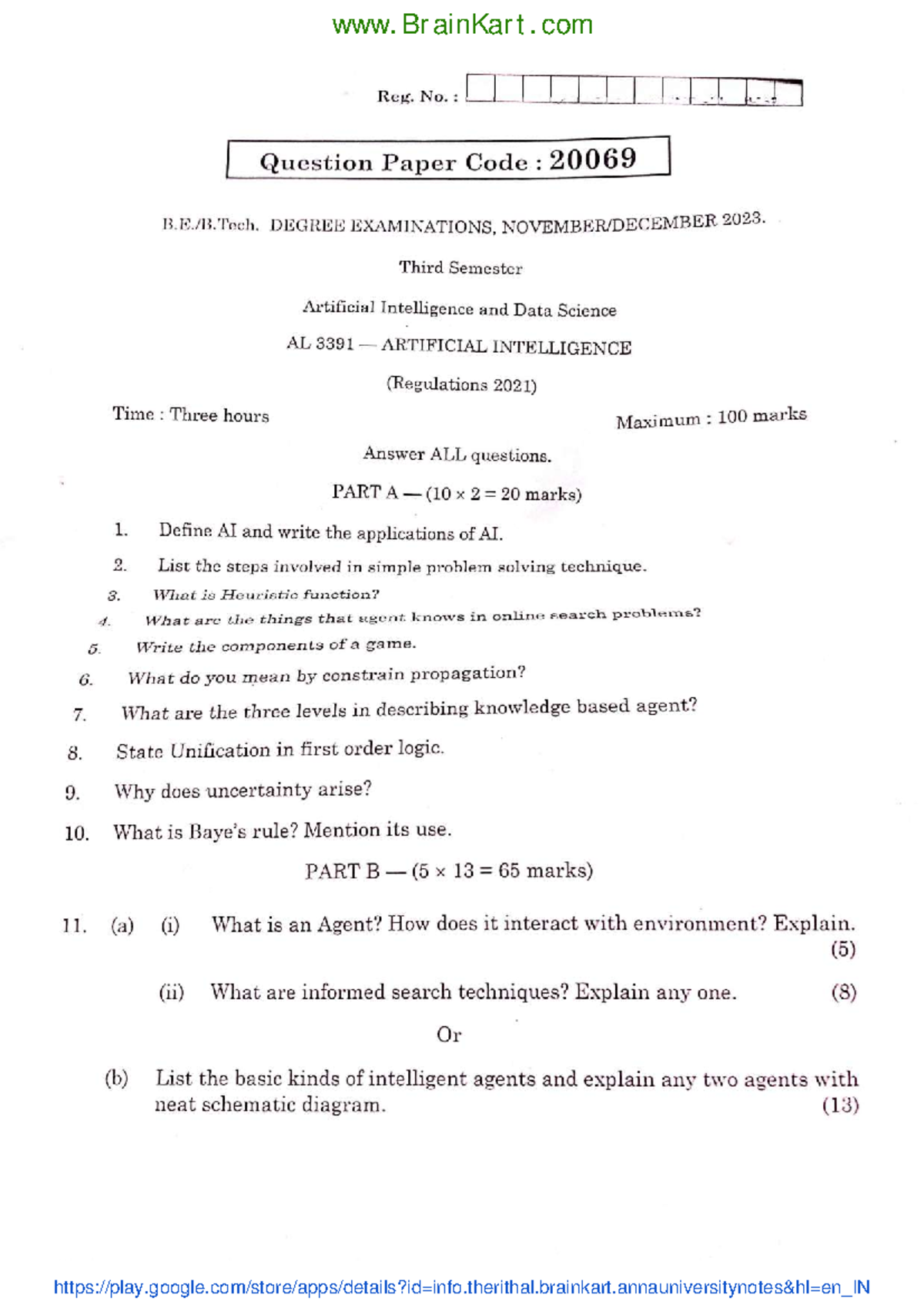 Artificial Intelligence - AL3391 2023 Nov Dec Question Paper - Studocu