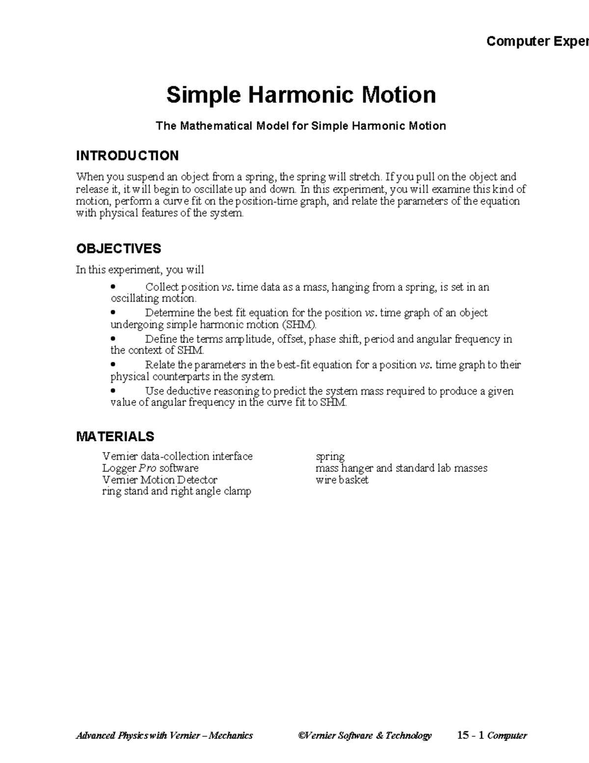 15 SHM Mathematical Comp - Advanced Physics with Vernier – Mechanics ...