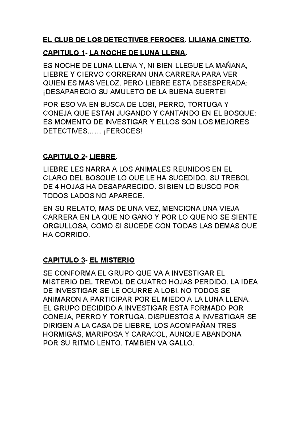 Resumen por Capítulos: El Club de los Detectives Feroces - Studocu