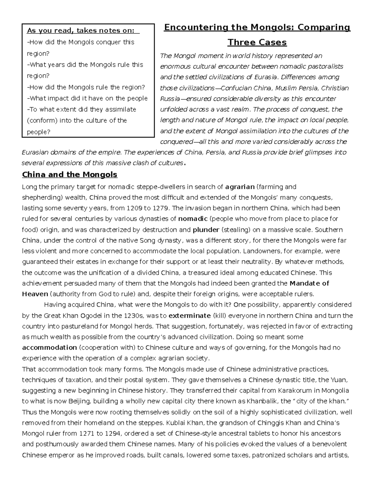 Encountering the Mongols: Cultural Impacts on China, Persia, & Russia ...