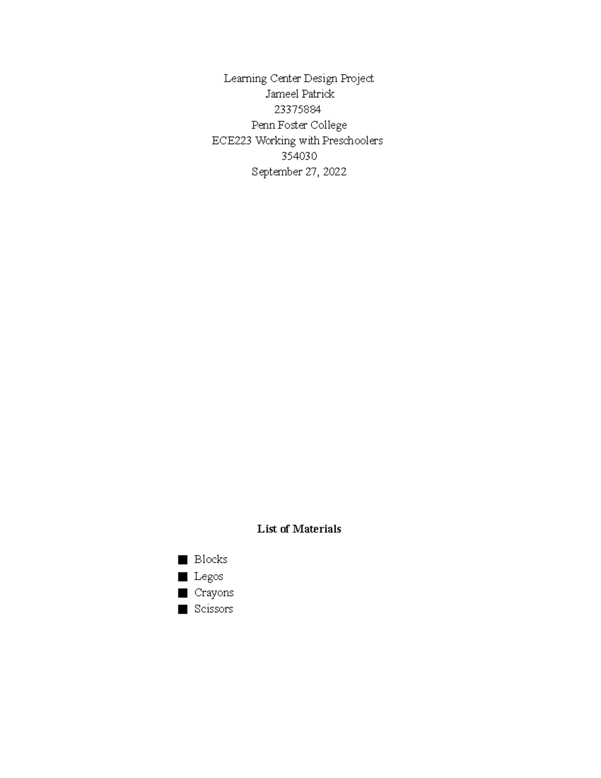 Learning Center Design Project - Learning Center Design Project Jameel ...