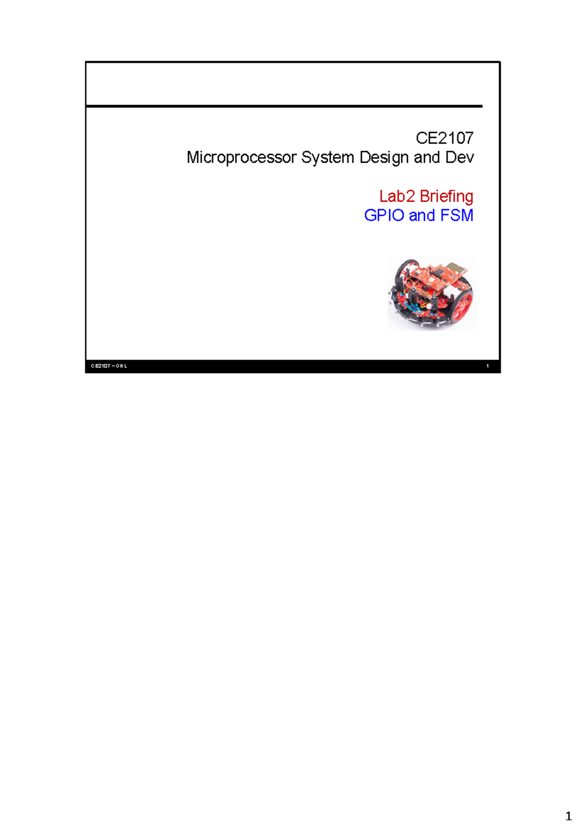 CE2107 Lab2 Briefing: GPIO & FSM in Microprocessor Design - Studocu