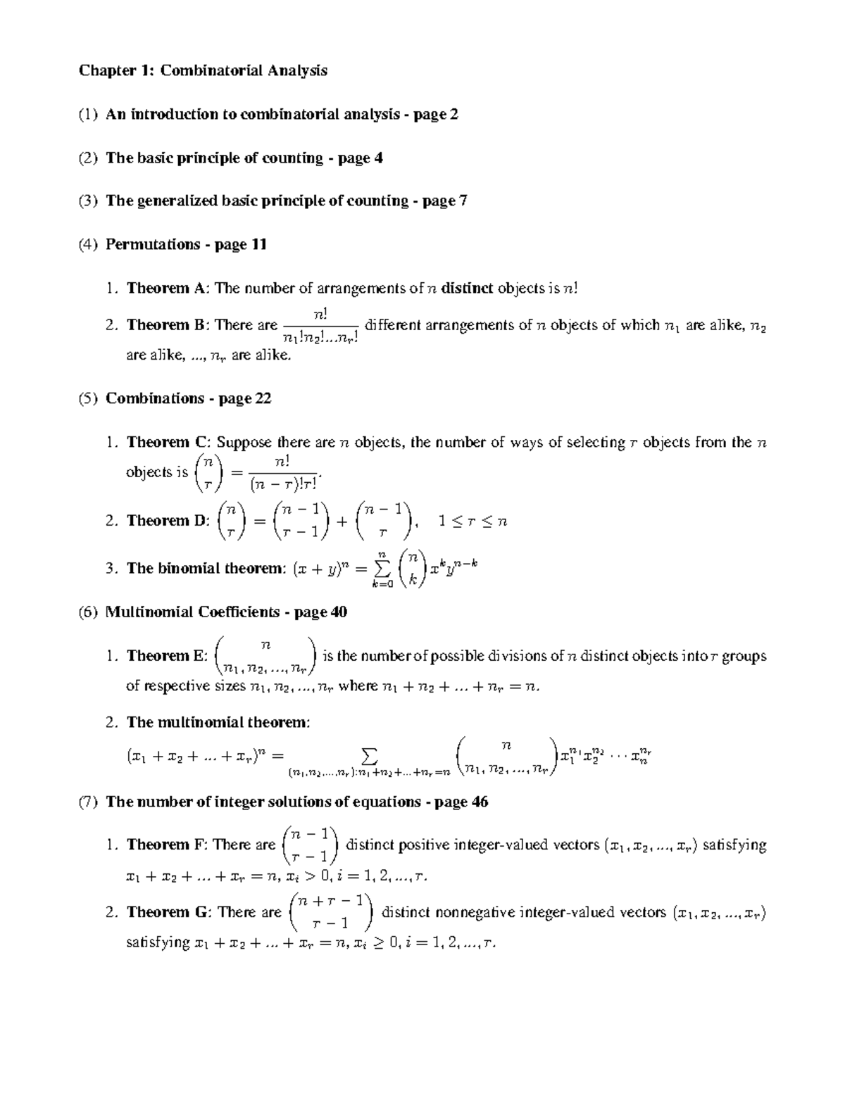 Ch1 1 Combinatorial analysis - Chapter 1: Combinatorial Analysis (1) An ...