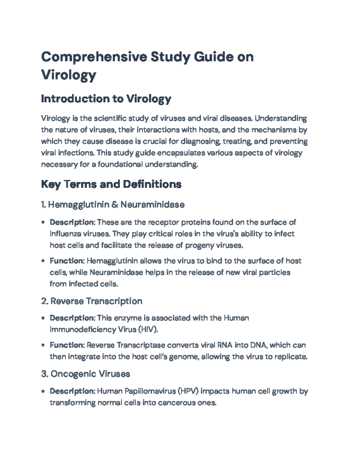 Virology Study Guide: Key Terms and Concepts for Understanding Viruses ...