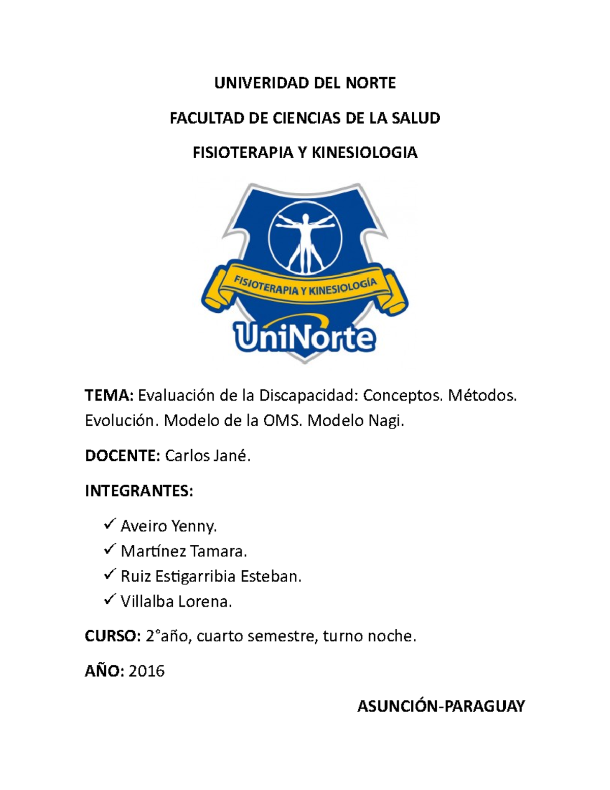 Discapacidad Concepto - Modelo de la OMS. Modelo Nagi. DOCENTE: Carlos ...