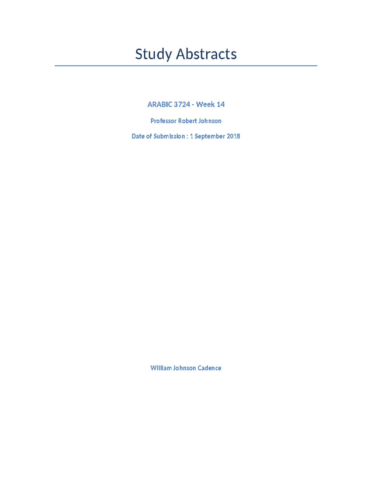 Arabic-3724-Study Abstracts - Study Abstracts ARABIC 3724 - Week 14 ...