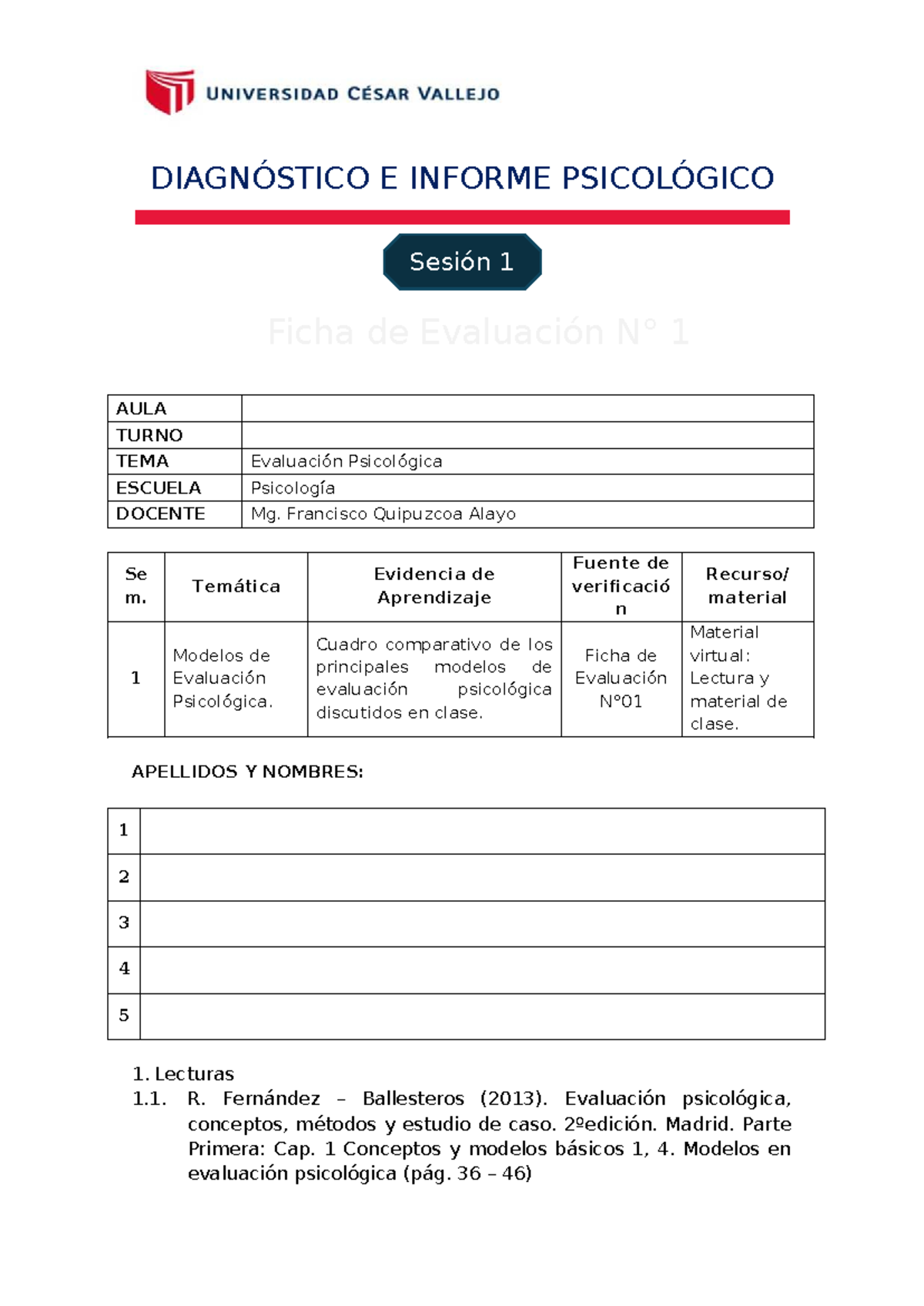 Evaluación Psicológica: Modelos y Comparativa - DIAG-INFO 2025-2 - Studocu