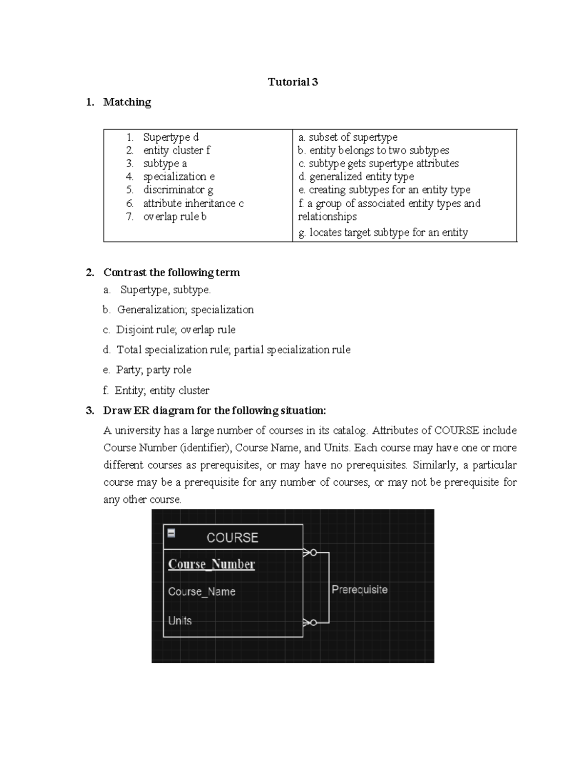 DBS Tutorial 3: Entity-Relationship & Enhanced ER Diagrams - Studocu