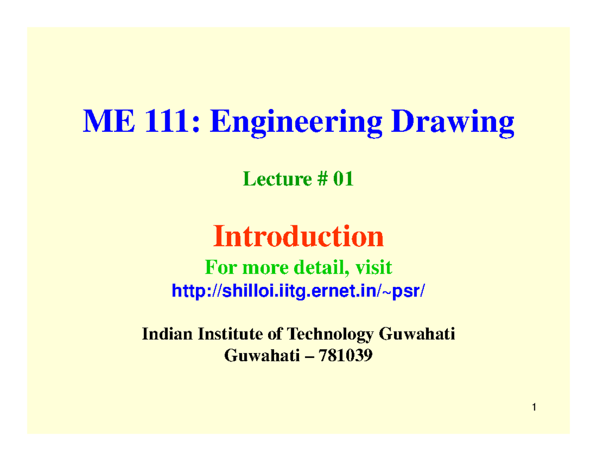 ME 111: Lecture 1 - Introduction to Engineering Drawing Concepts - Studocu