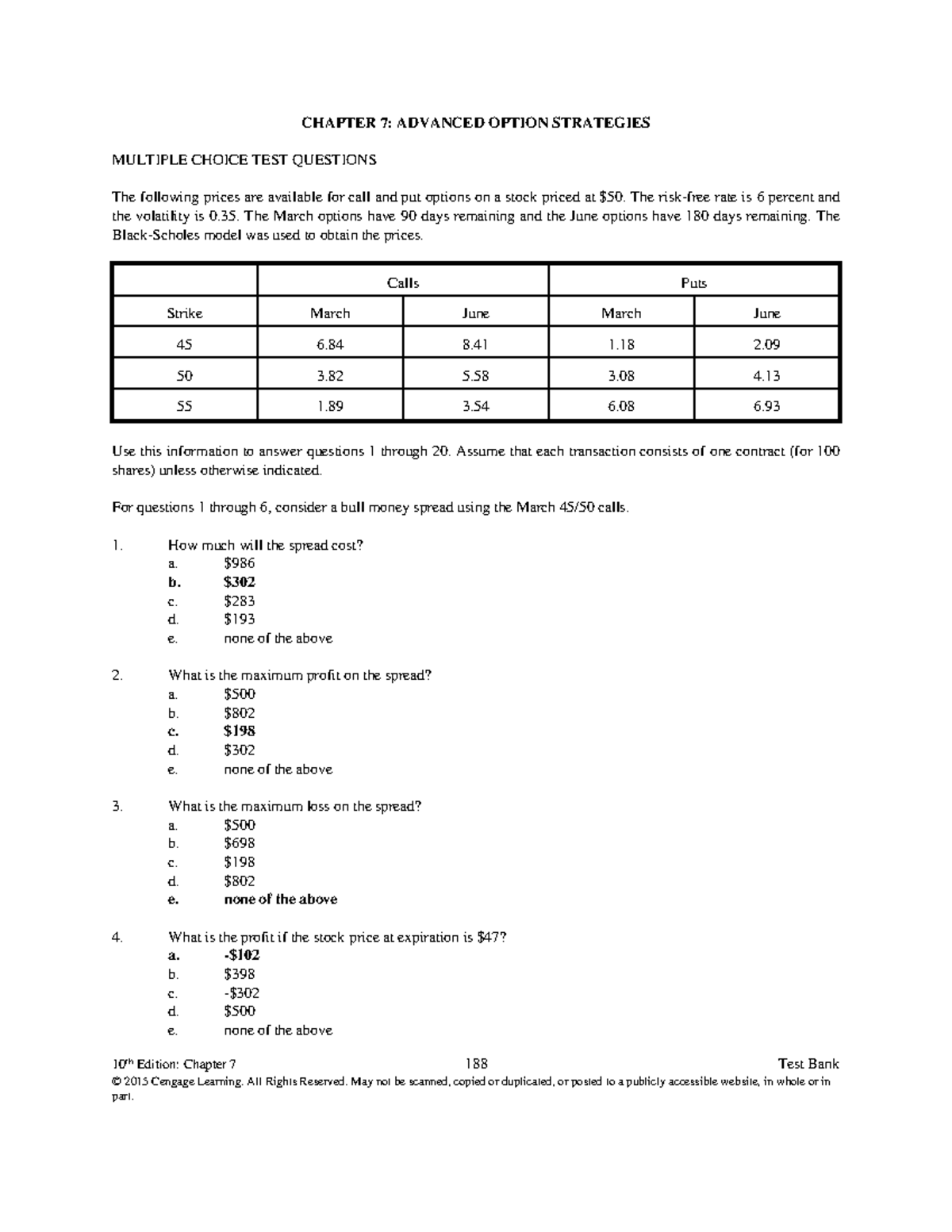 CHAPTER 7: ADVANCED OPTION STRATEGIES TEST BANK (10th Edition) - Studocu