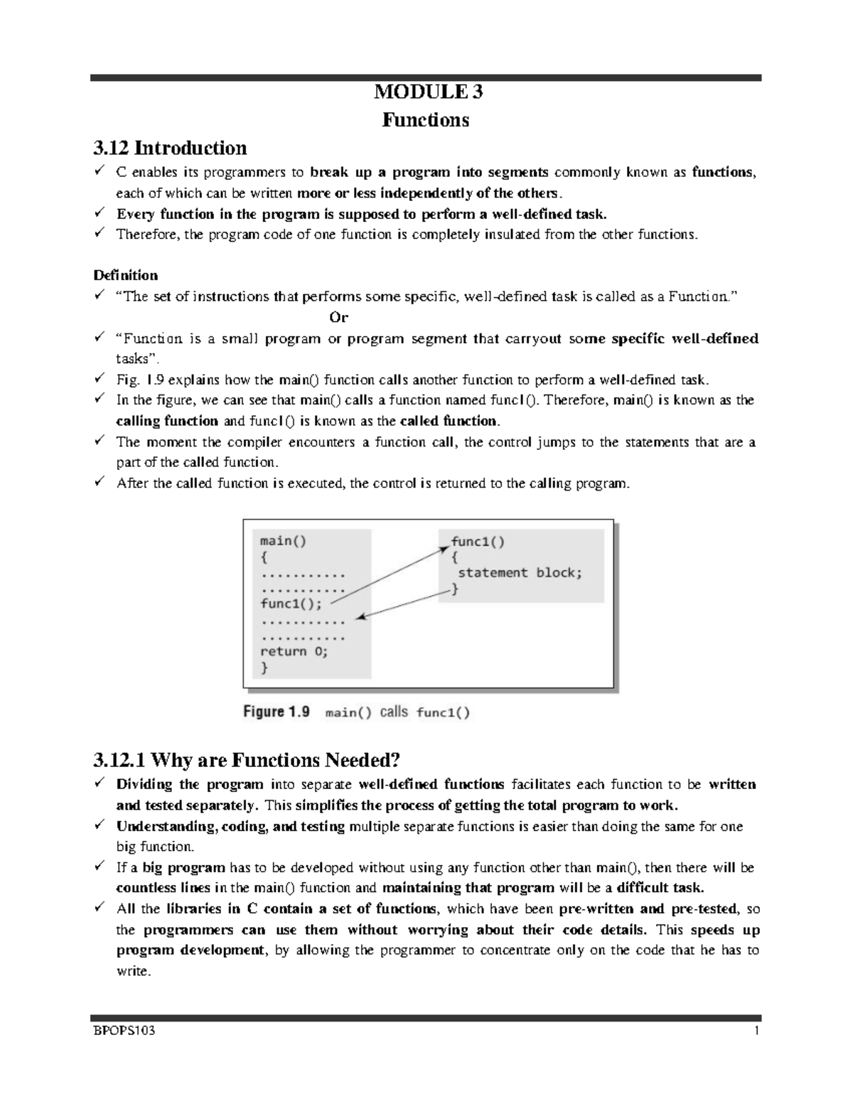 Module 3 Functions and Arrays - 3 Introduction MODULE 3 Functions C ...