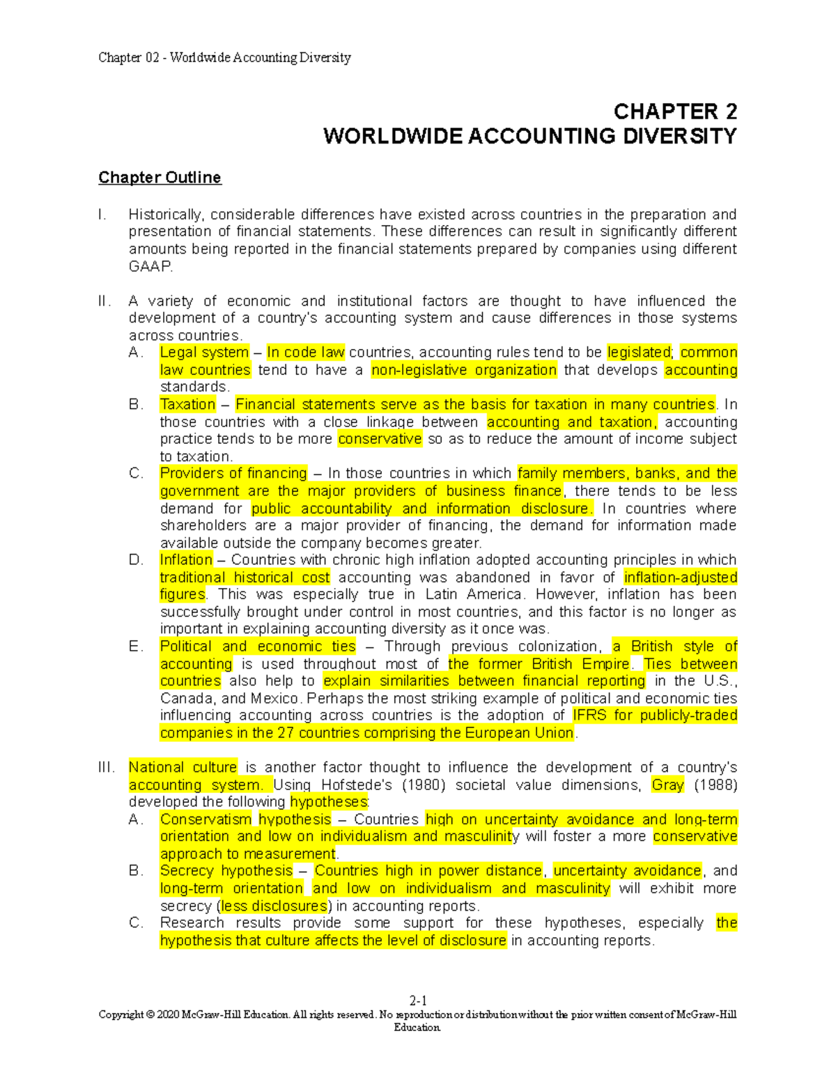Chapter 2: Global Accounting Diversity - McGraw-Hill Insights - Studocu