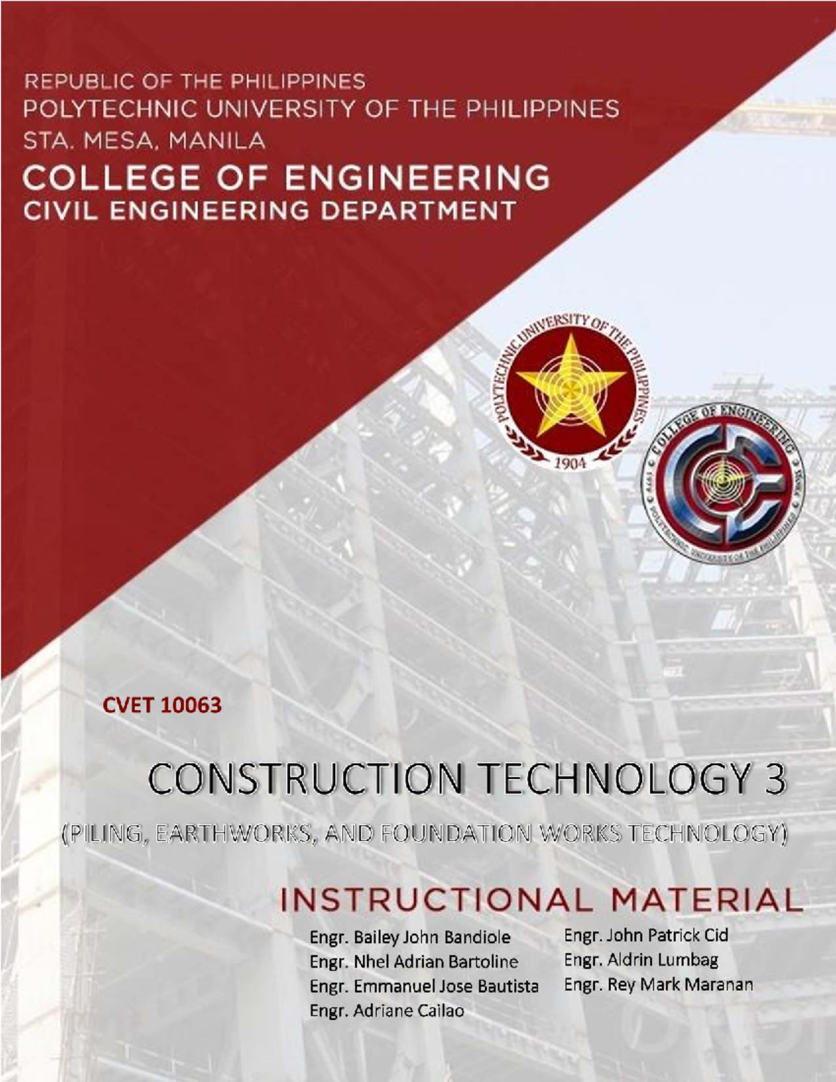 CVET 10063 Construction Technology 3: Piling, Earthworks & Foundations ...