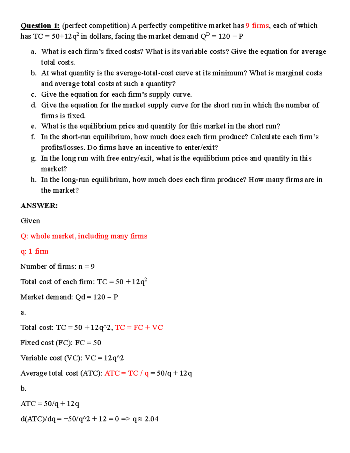Final Exam Review: Perfect Competition & Monopoly (Econ 101) - Studocu