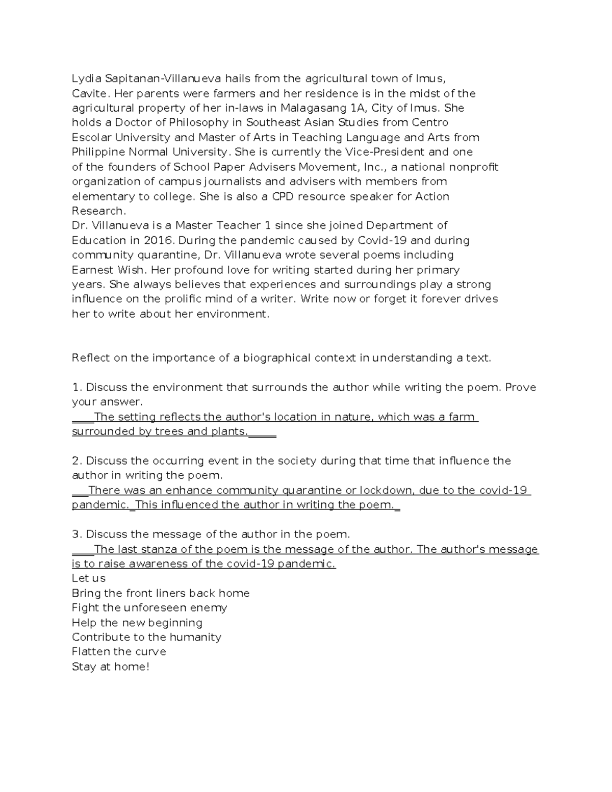 Understanding Author's Context: Dr. Lydia Sapitanan-Villanueva's ...