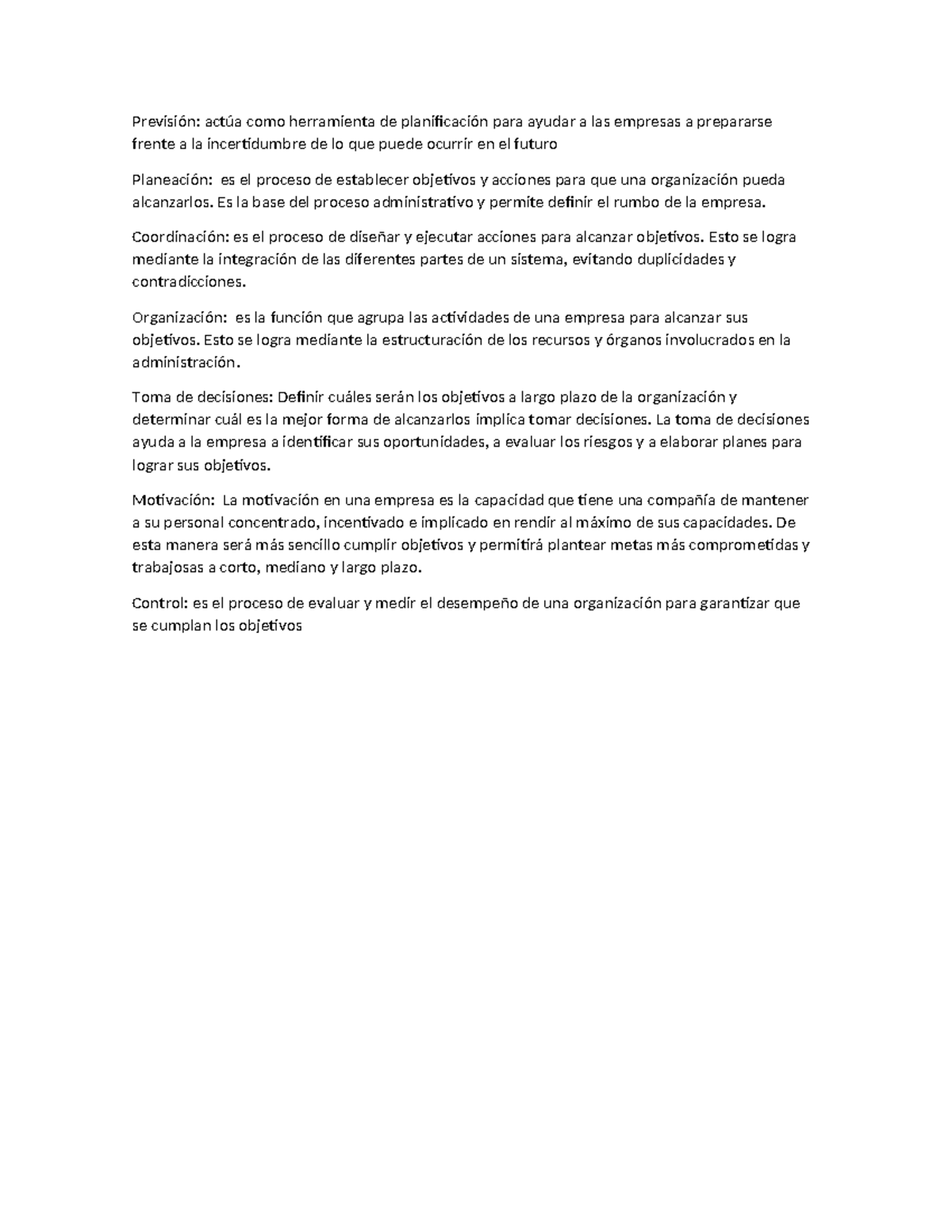 En que consiste la administración - Previsión: actúa como herramienta ...
