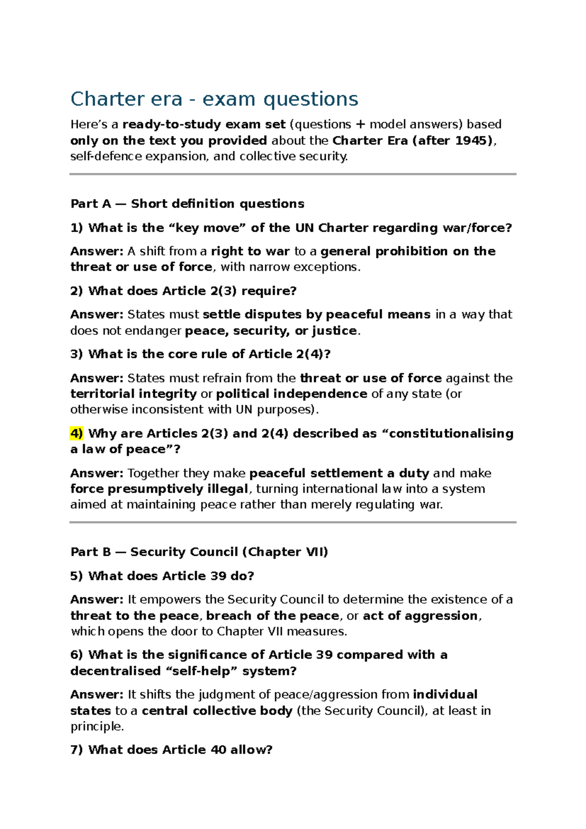 Charter Era Exam Questions (Post-1945) with Model Answers - Studocu