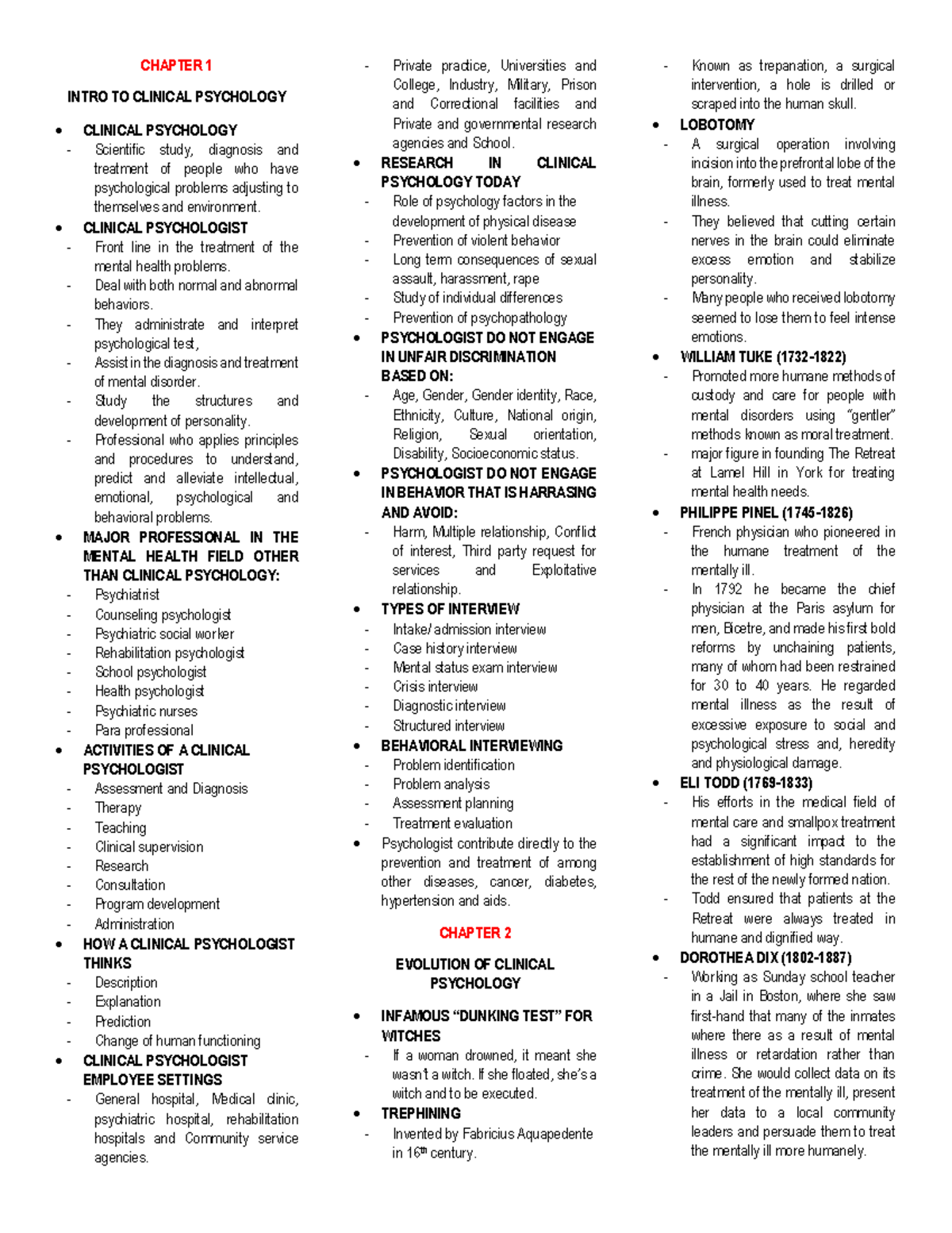 Clinical Psychology Review Notes: Key Concepts and Historical Insights ...