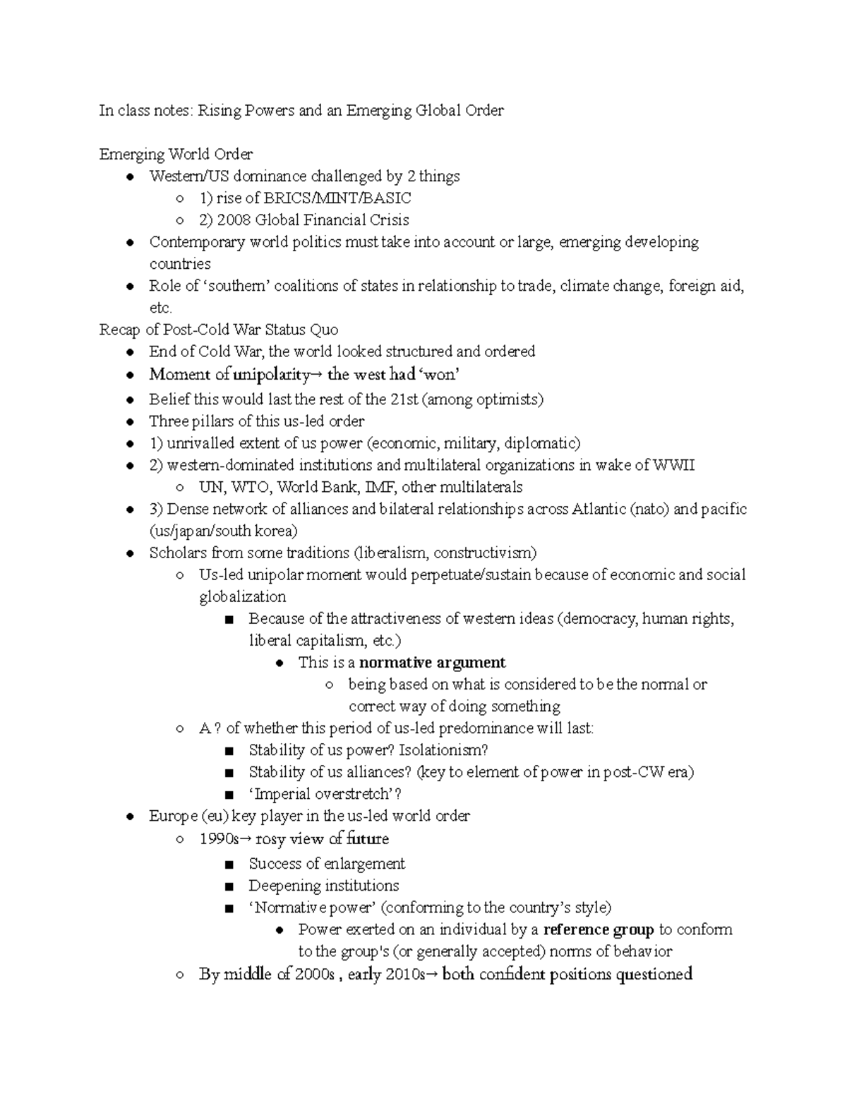 Chapter 5 - lecture notes - In class notes: Rising Powers and an ...