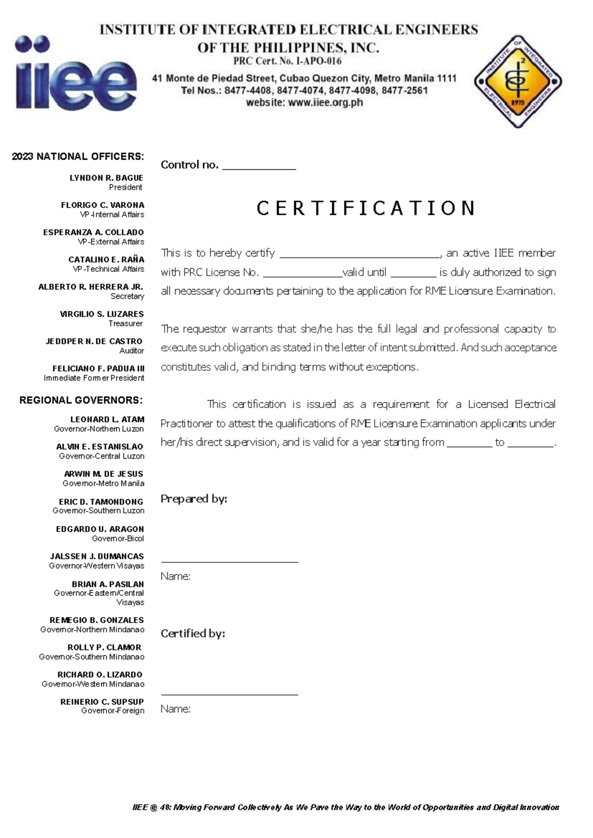 IIEE 48: National Officers Certification for RME Licensure Exam - Studocu