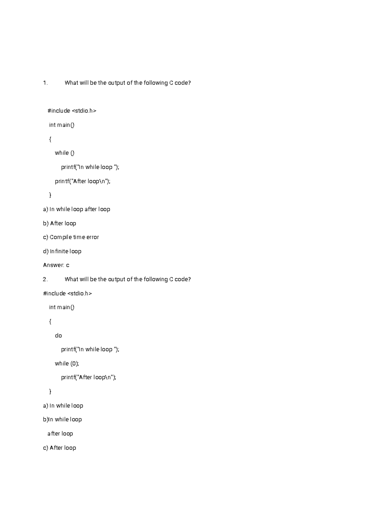 Loopmcq Ans Loop Mcq Ans Whatwillbetheoutputofthefollowingccode