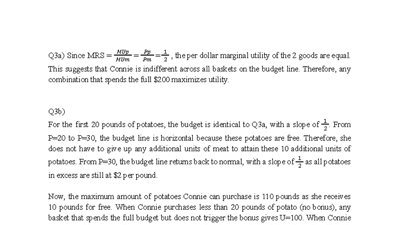 EC2101 Problem Set 1: Utility Maximization Q3 & Q4 Analysis - Studocu