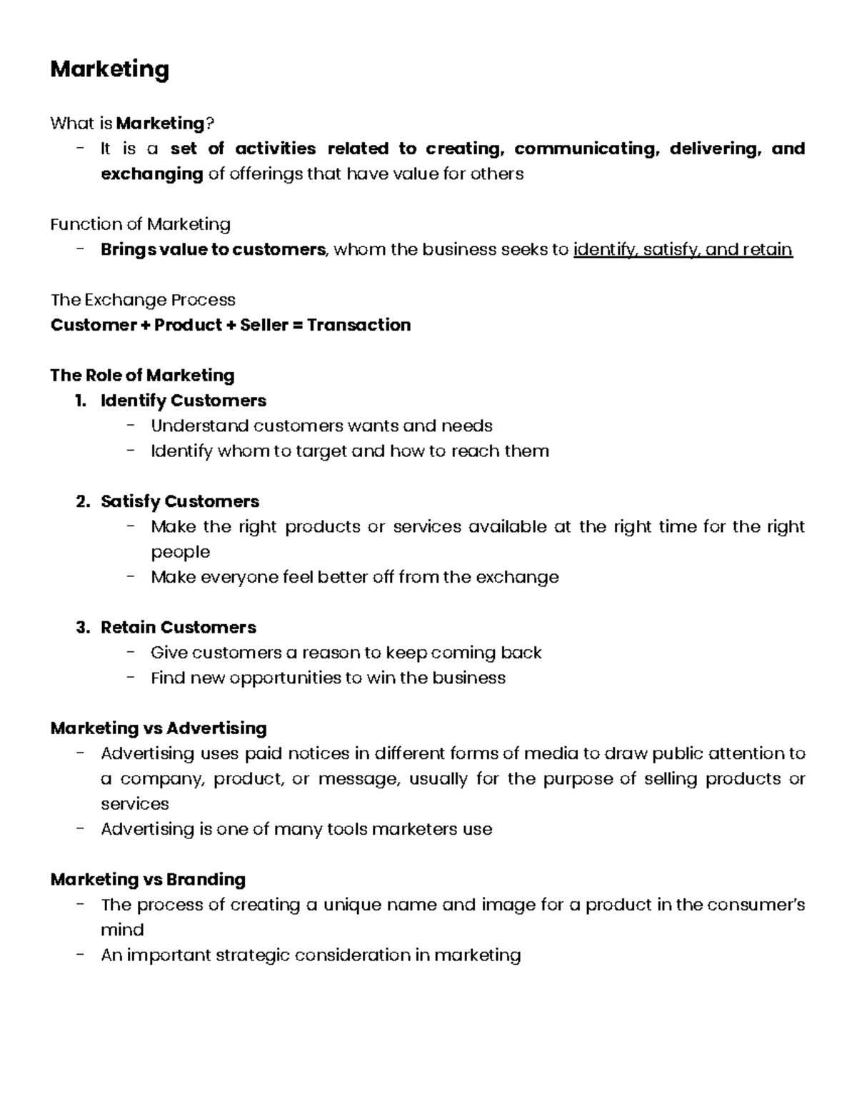 Marketing Concepts and Strategies: Comprehensive Notes - Studocu