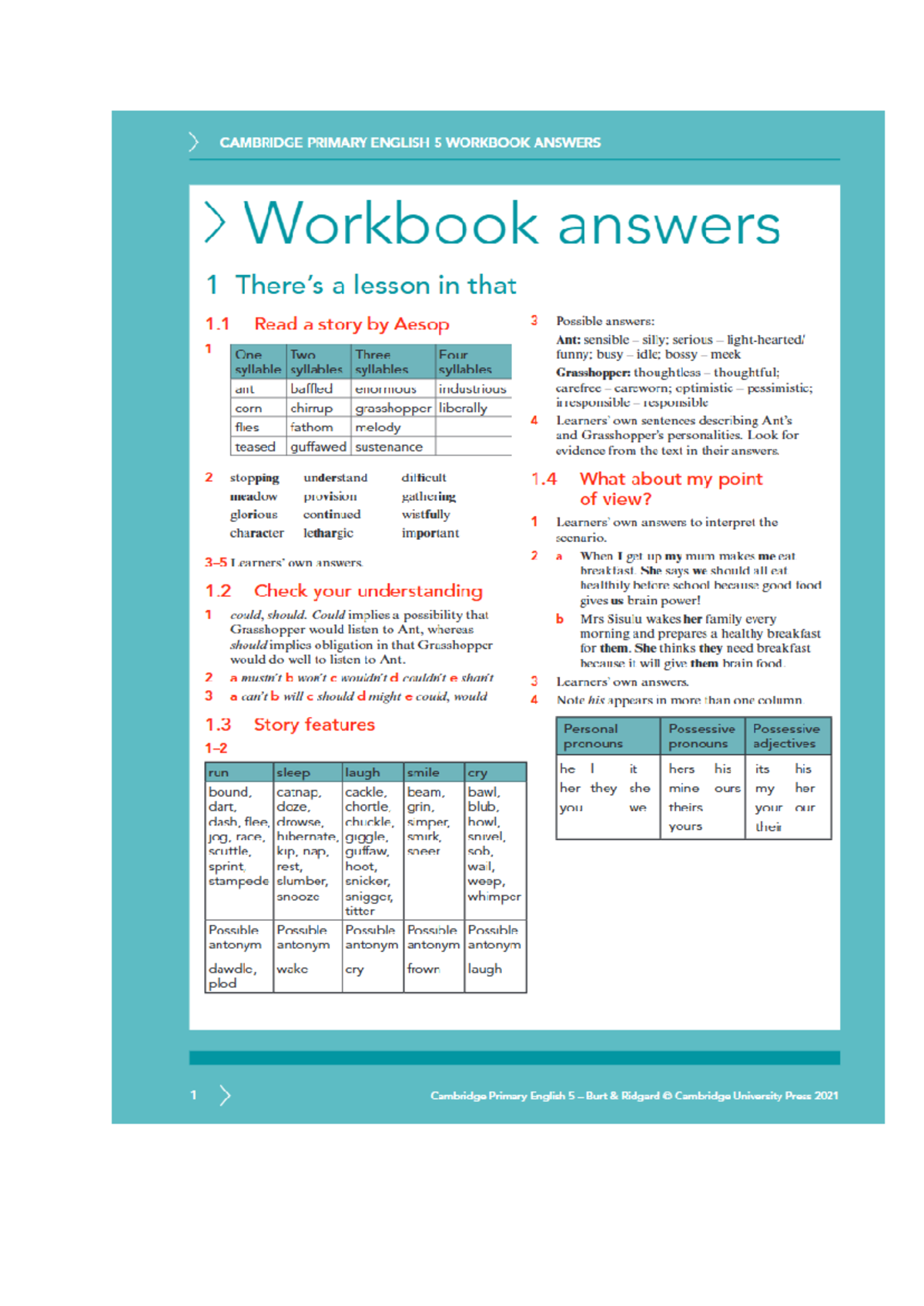 CAMBRIDGE PRIMARY ENGLISH 5 WORKBOOK ANSWERS: Complete Guide - Studocu