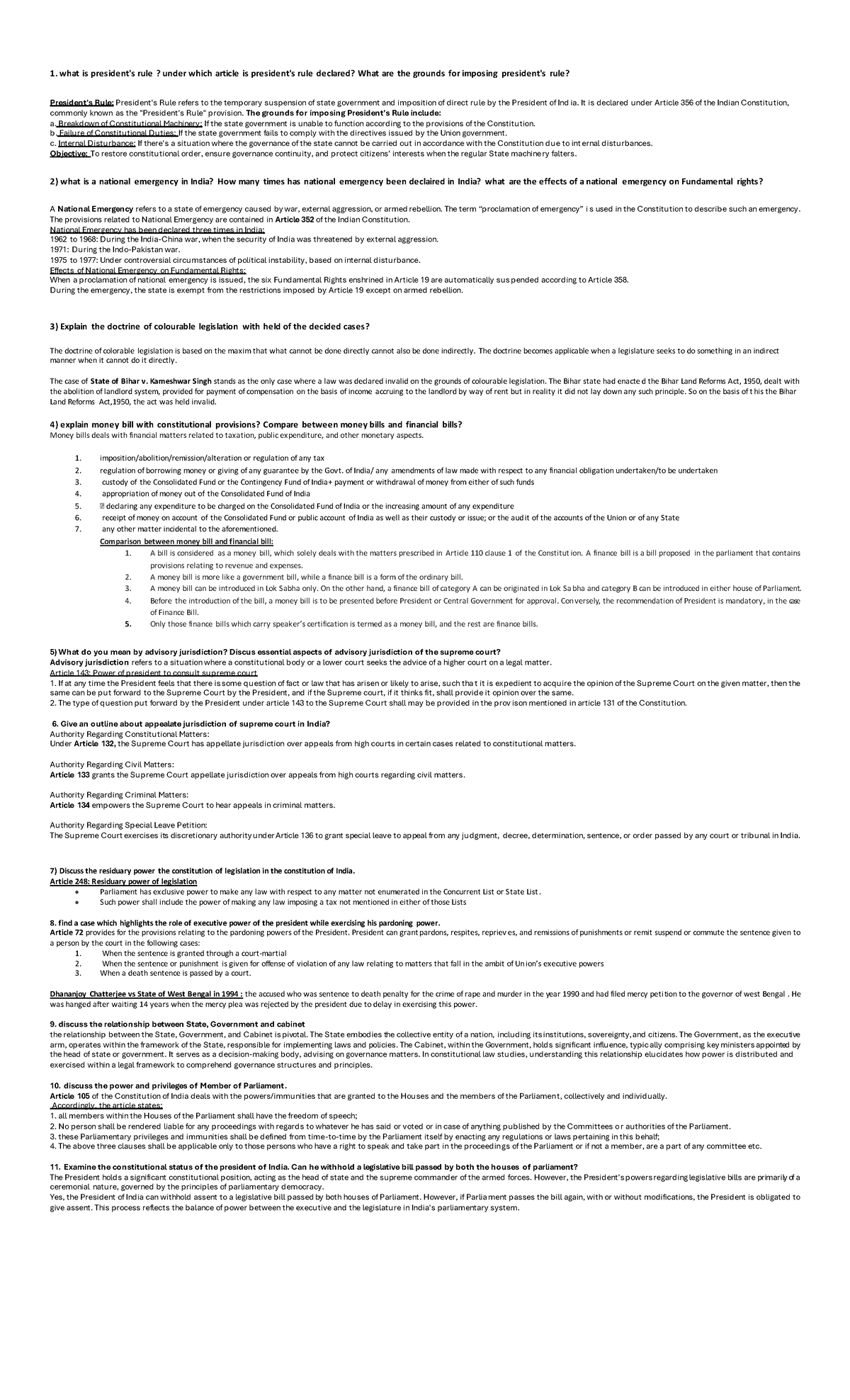 Constitutional Law Insights: Key Concepts & Articles Explained - Studocu