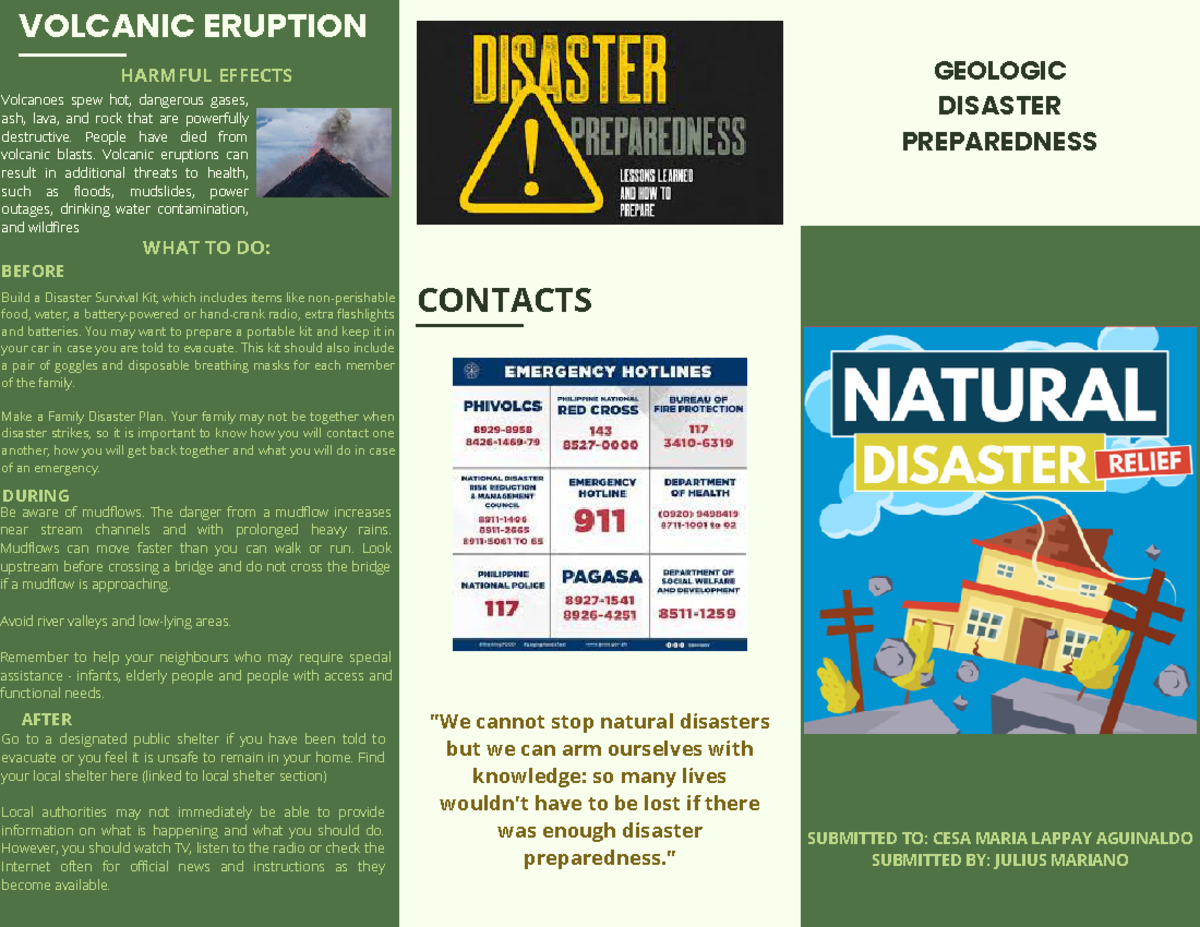 Brochure - Disaster risk management - GEOLOGIC DISASTER PREPAREDNESS ...