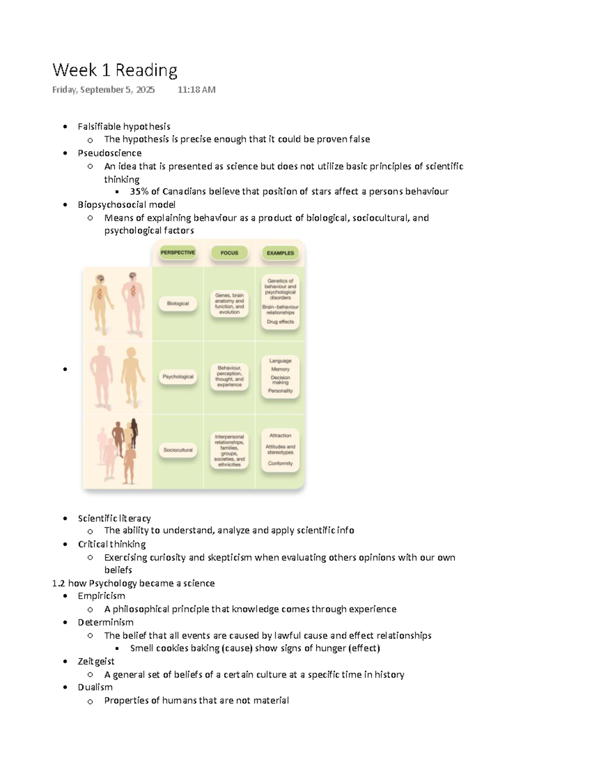 PSY101 Week 1 Reading: Key Concepts in Psychology - Studocu
