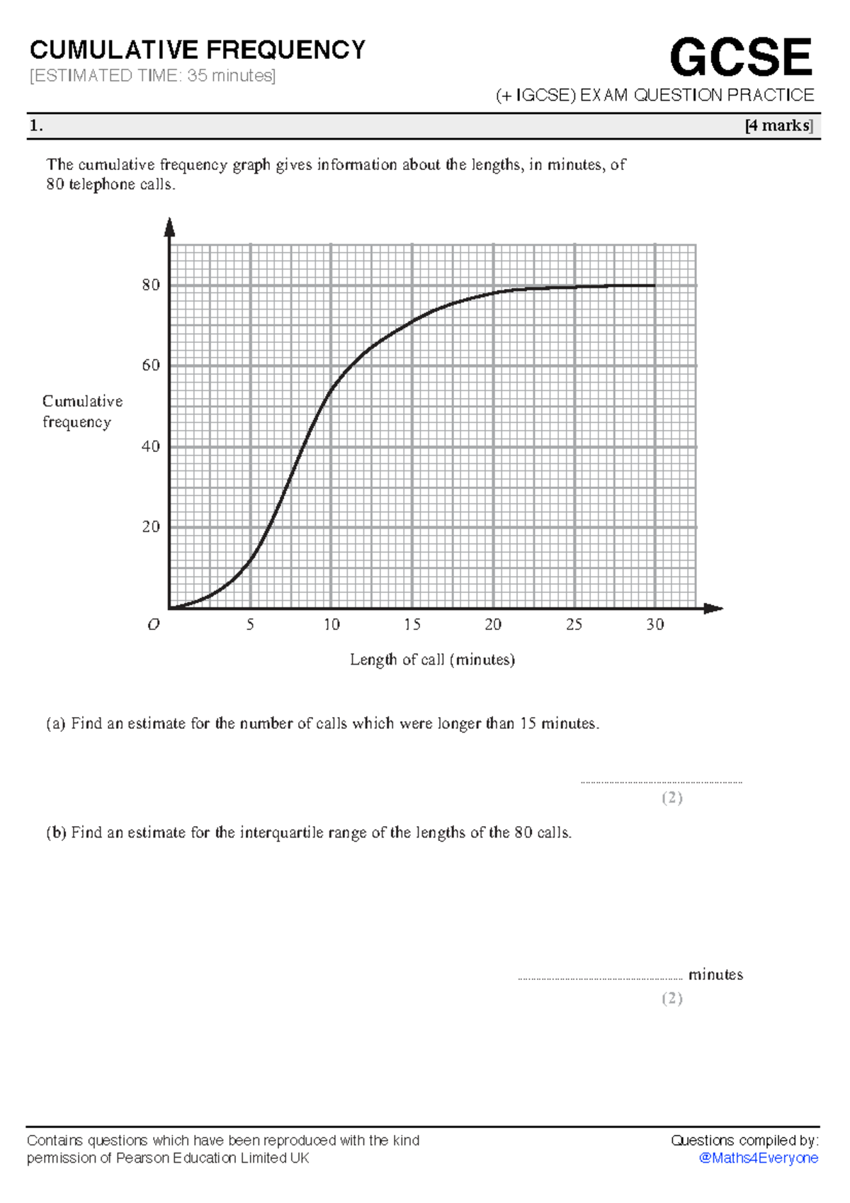 GCSE (9-1) Cumulative Frequency Practice Questions - Studocu