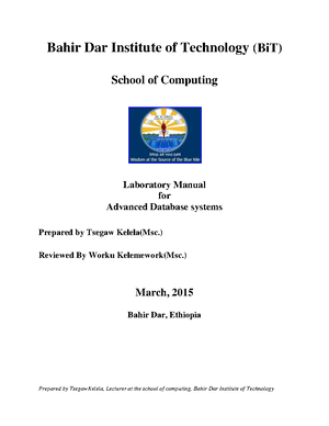 Chapter 1 - database material - Chapter 1 Introduction to Database System ####### Database ...