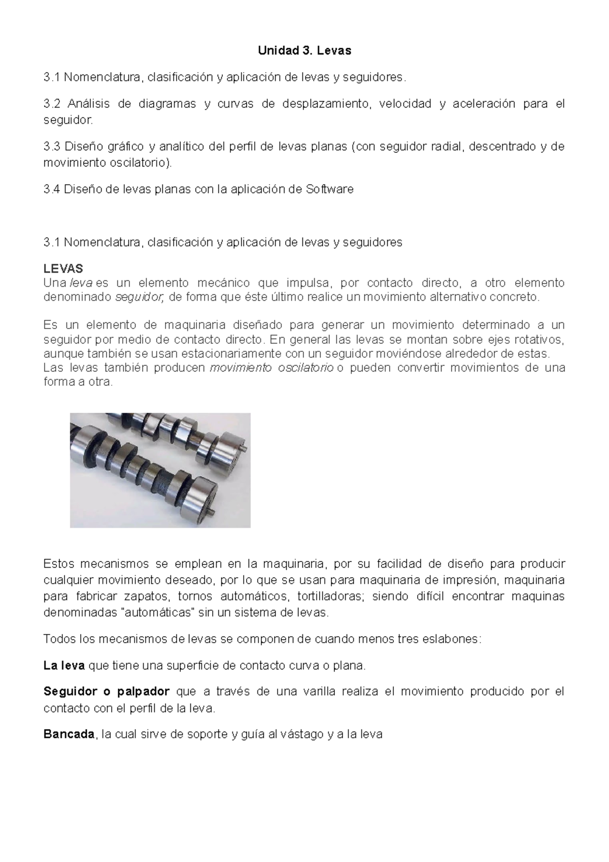 Unidad 3 Diseño Y Análisis De Levas Y Seguidores En Mecánica Studocu