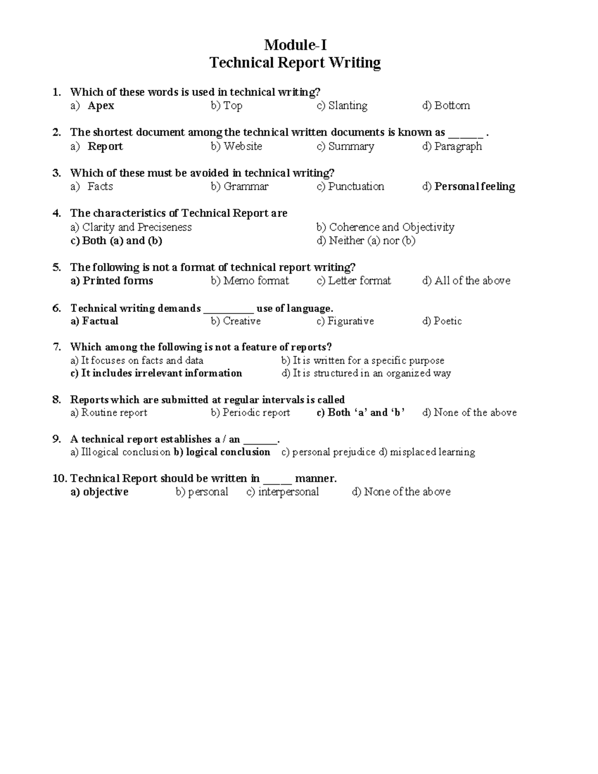 TWS Q Bank - Technical Writing Skills Review and Practice - Studocu