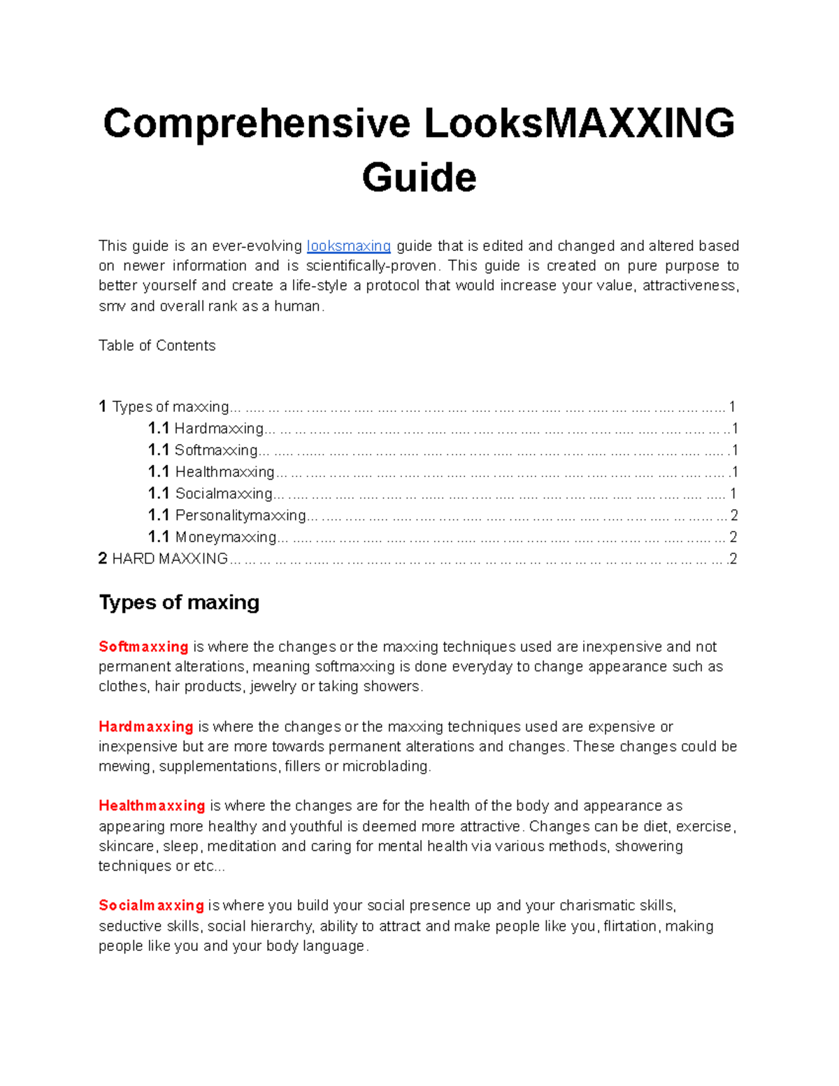 700527094-Looksmaxxing Comprehensive Guide for Self-Improvement - Studocu