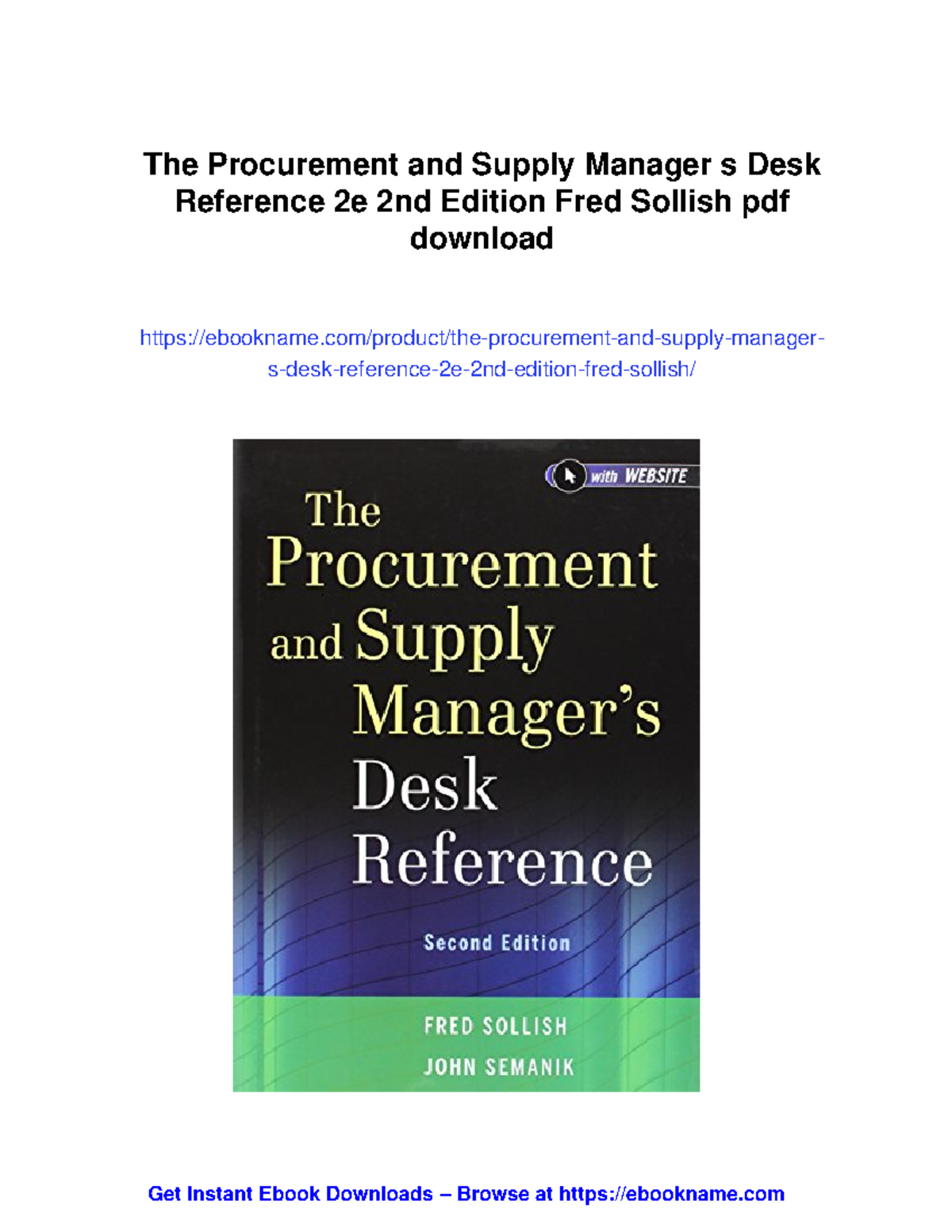 The procurement and supply desk reference 2e by Fred Sollish - Studocu